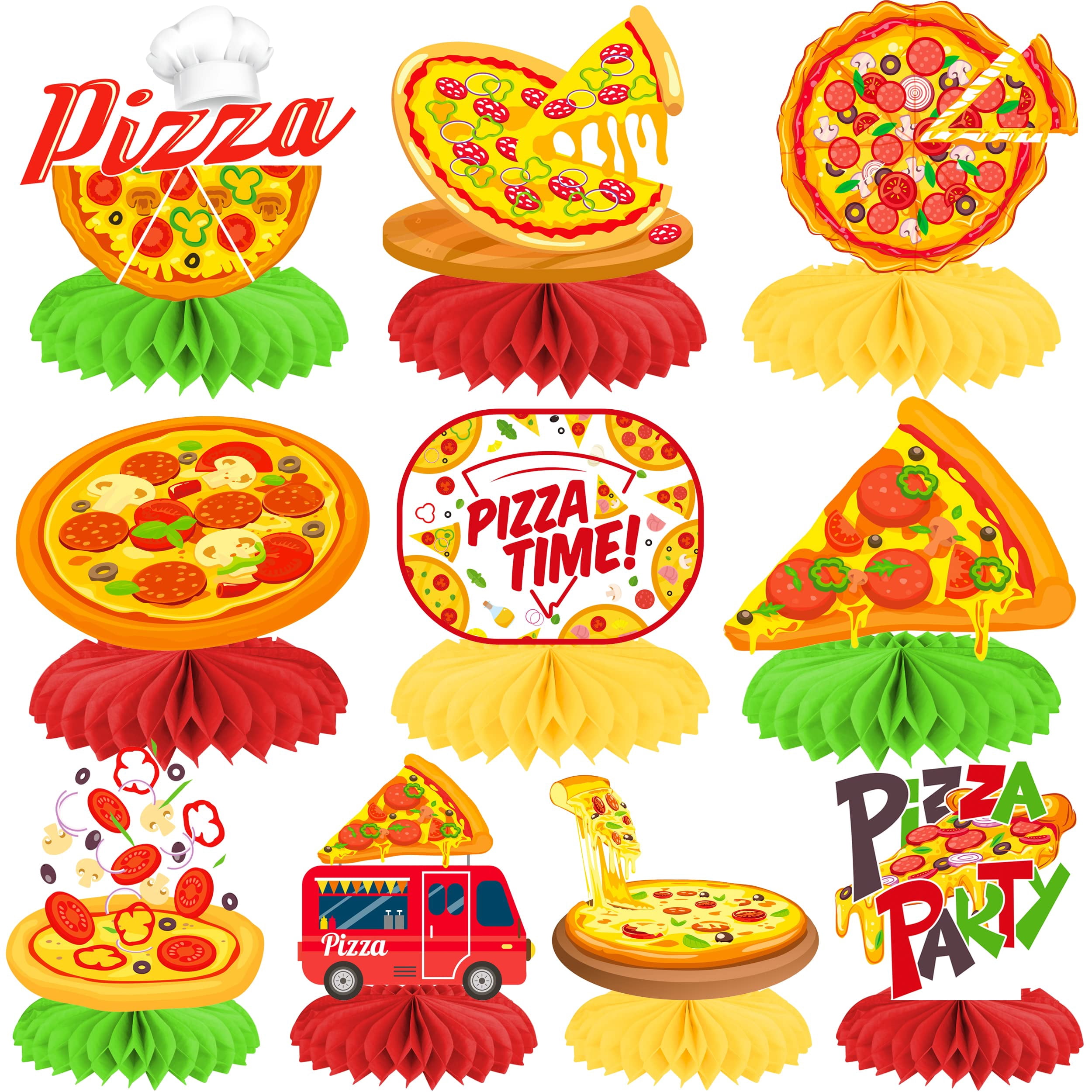Pizza Party Honeycomb Centerpieces STF9 Pizza Table Decorations 11pcs ...