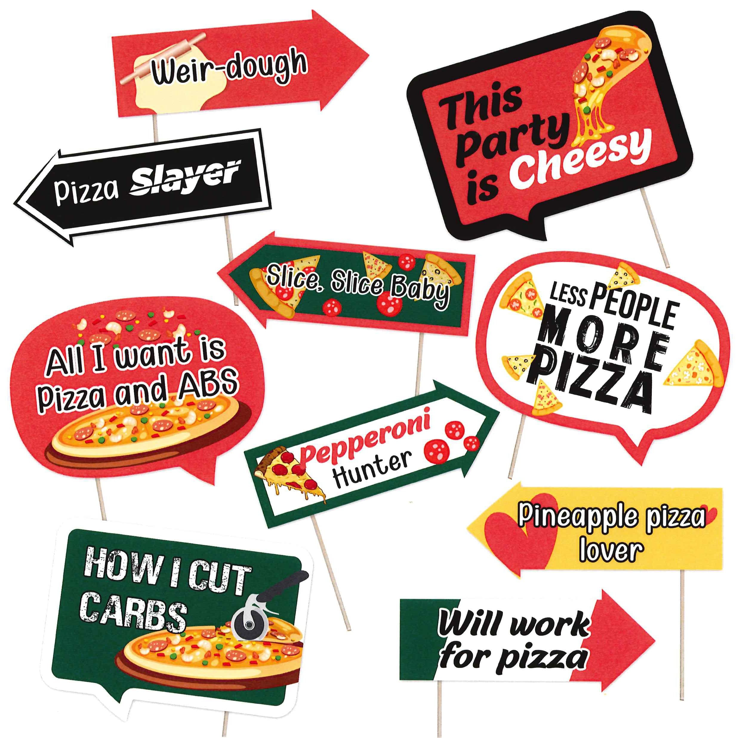 Pizza Party Photo Booth Props - All I Want is Pizza Themed Party ...
