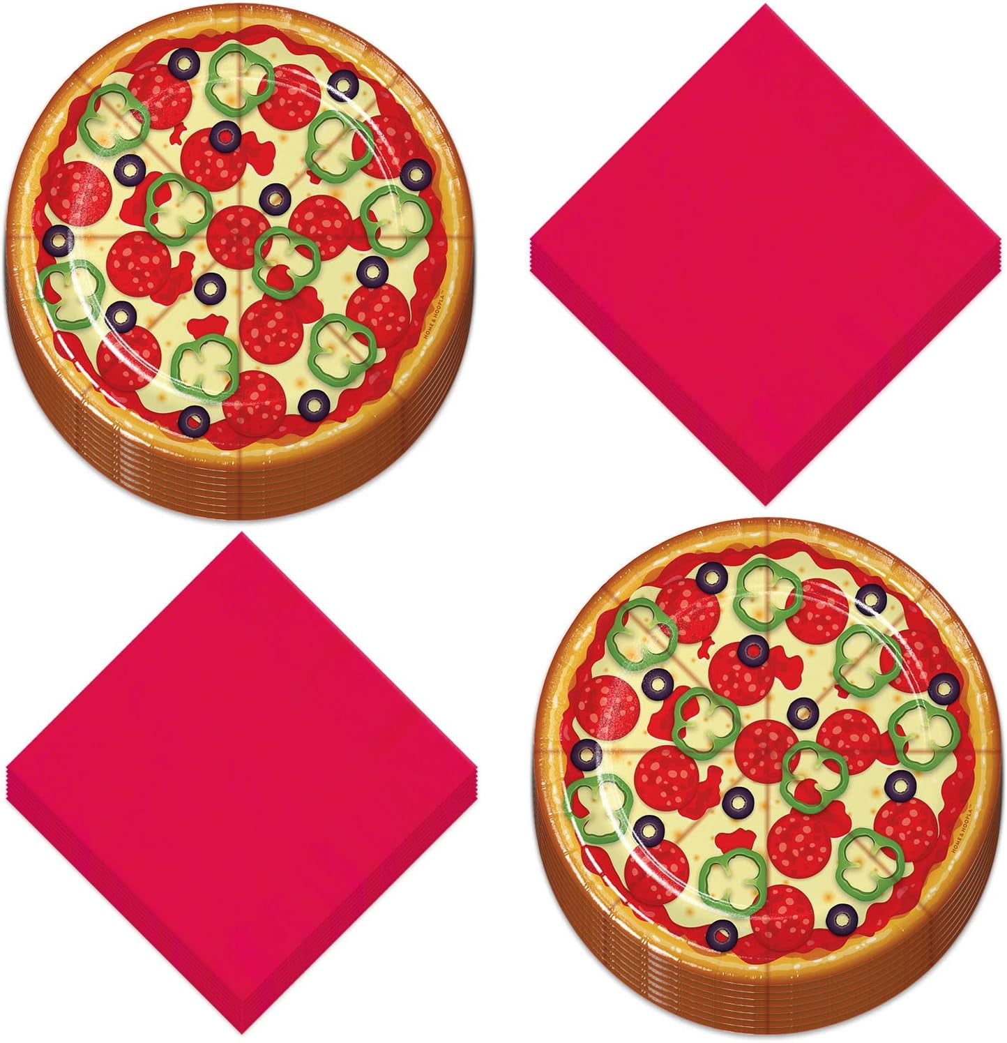 Pizza Party Round Paper Dessert Cake Plates and Beverage Napkins ...