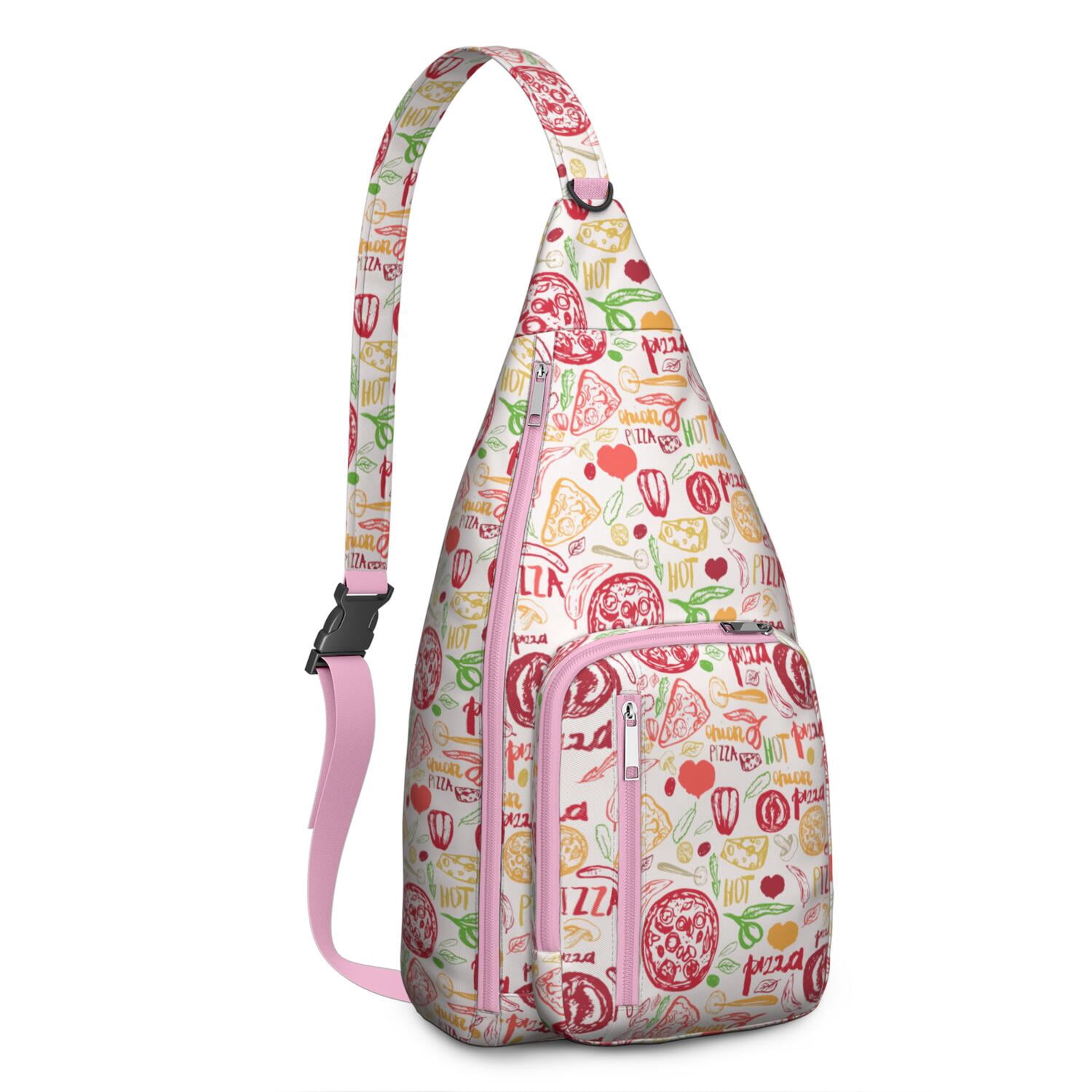 Pizza Party Sling Backpack – Fun Cheesy Slice Print Crossbody Bag ...