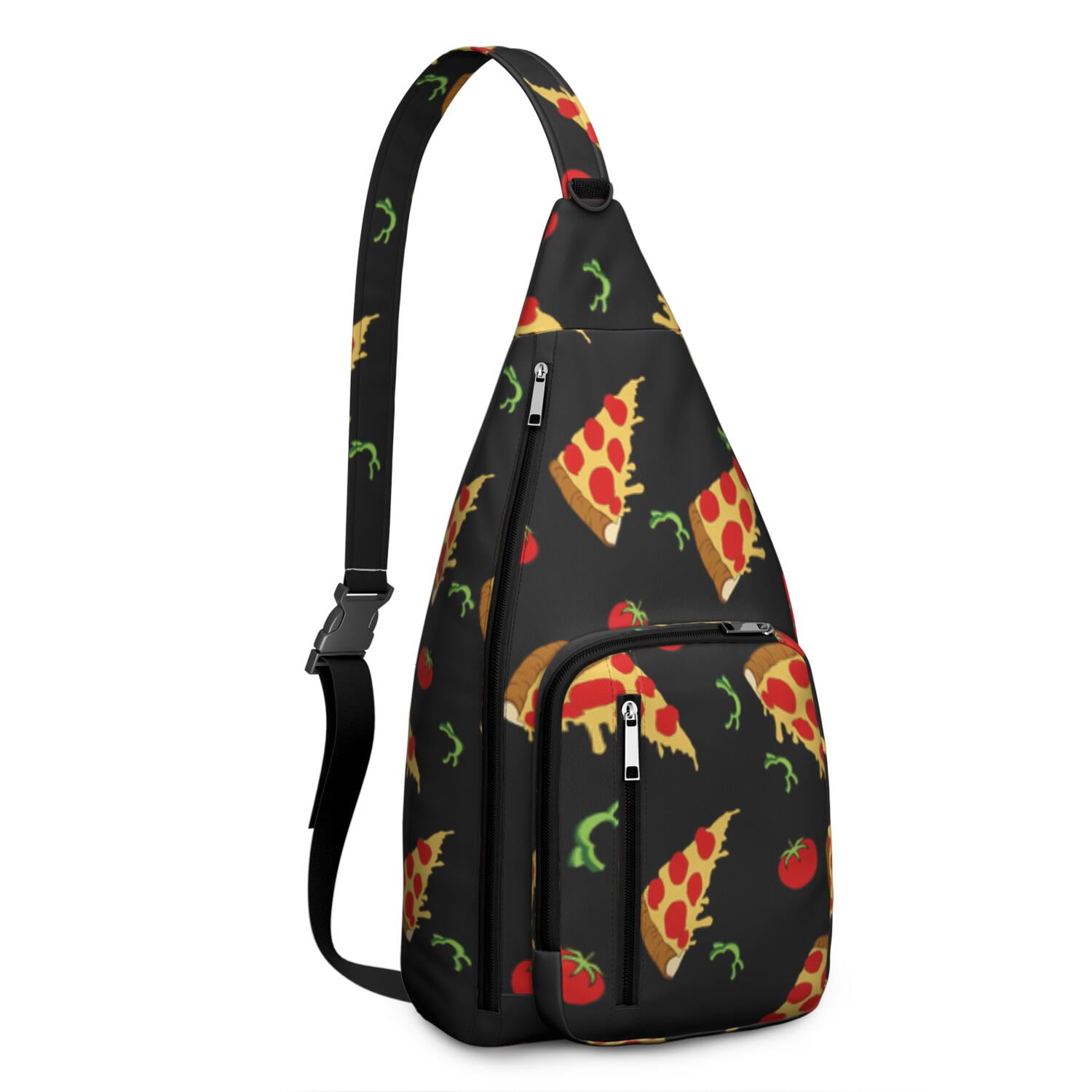 Pizza Party Sling Backpack – Fun Cheesy Slice Print Crossbody Bag ...