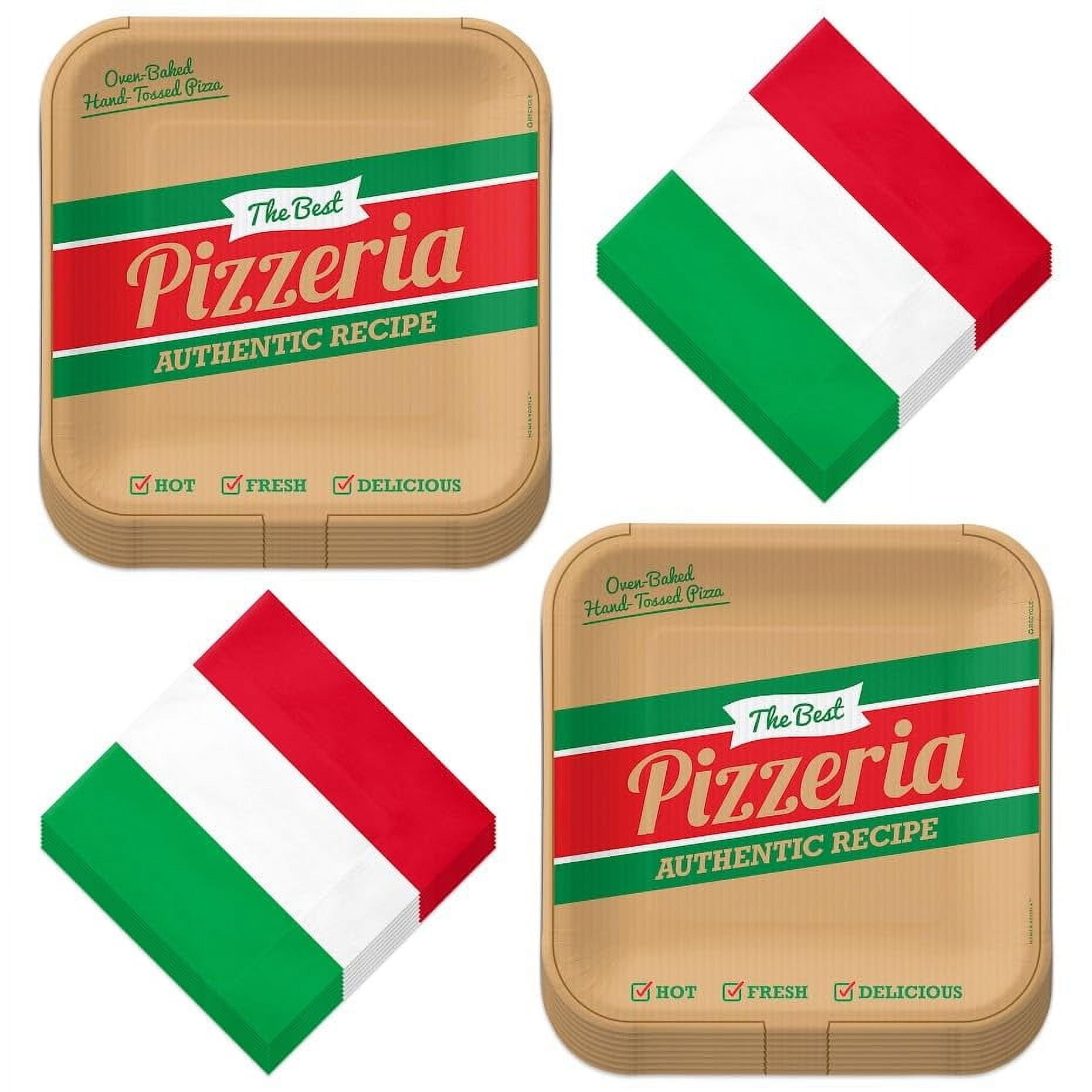 Pizza Party Supplies - Takeout Box Square Paper Dinner Plates and ...