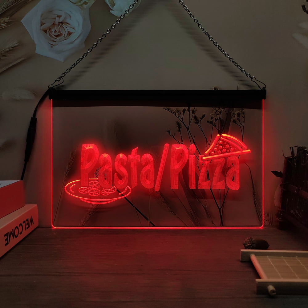 Pizza Pasta Shop Cafe Slice Bar Vintage LED Neon Sign-Posters,3DCarving ...