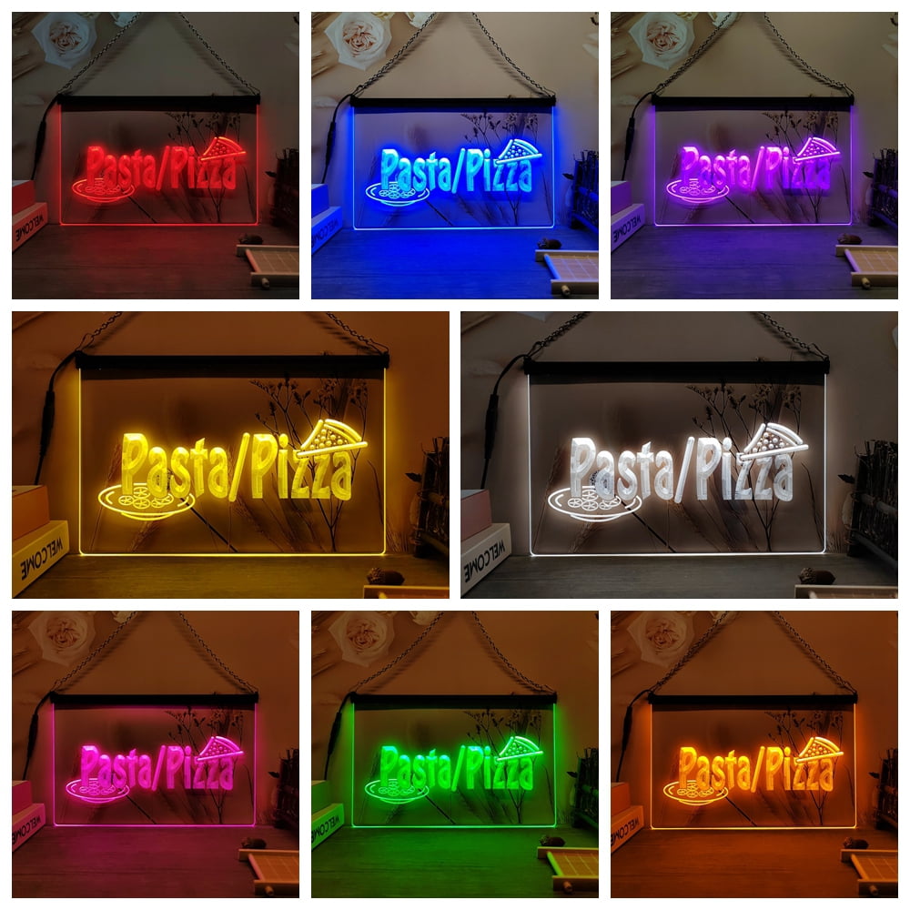 Pizza Pasta Shop Cafe Slice Bar Vintage LED Neon Sign-Posters,3DCarving ...