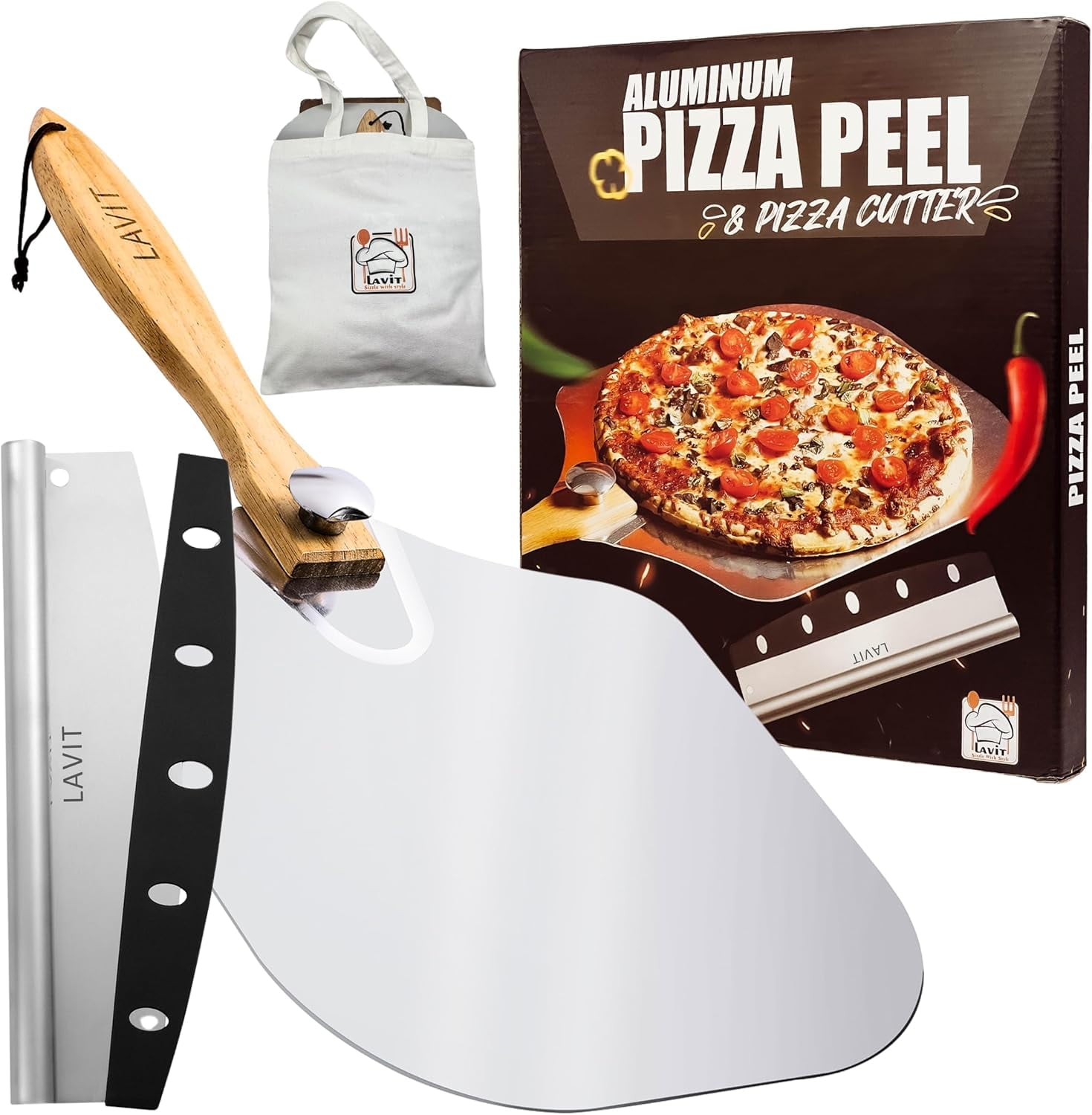 Pizza Peel Aluminum Pizza Spatula - 12x14 Inch Pizza Pack Metal Peel ...