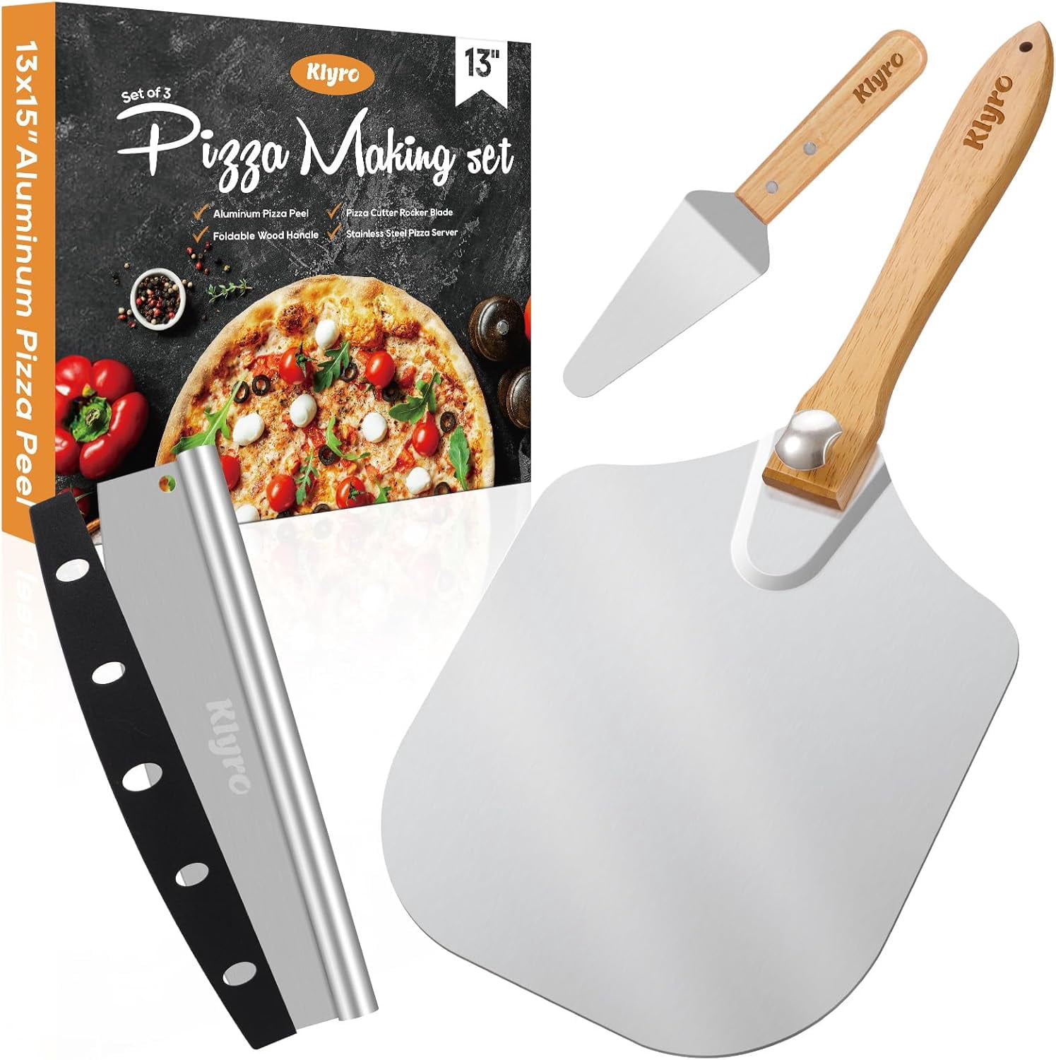 Pizza Peel Aluminum Pizza Spatula Set, 12 x 14 Inch Metal Pizza Paddle ...