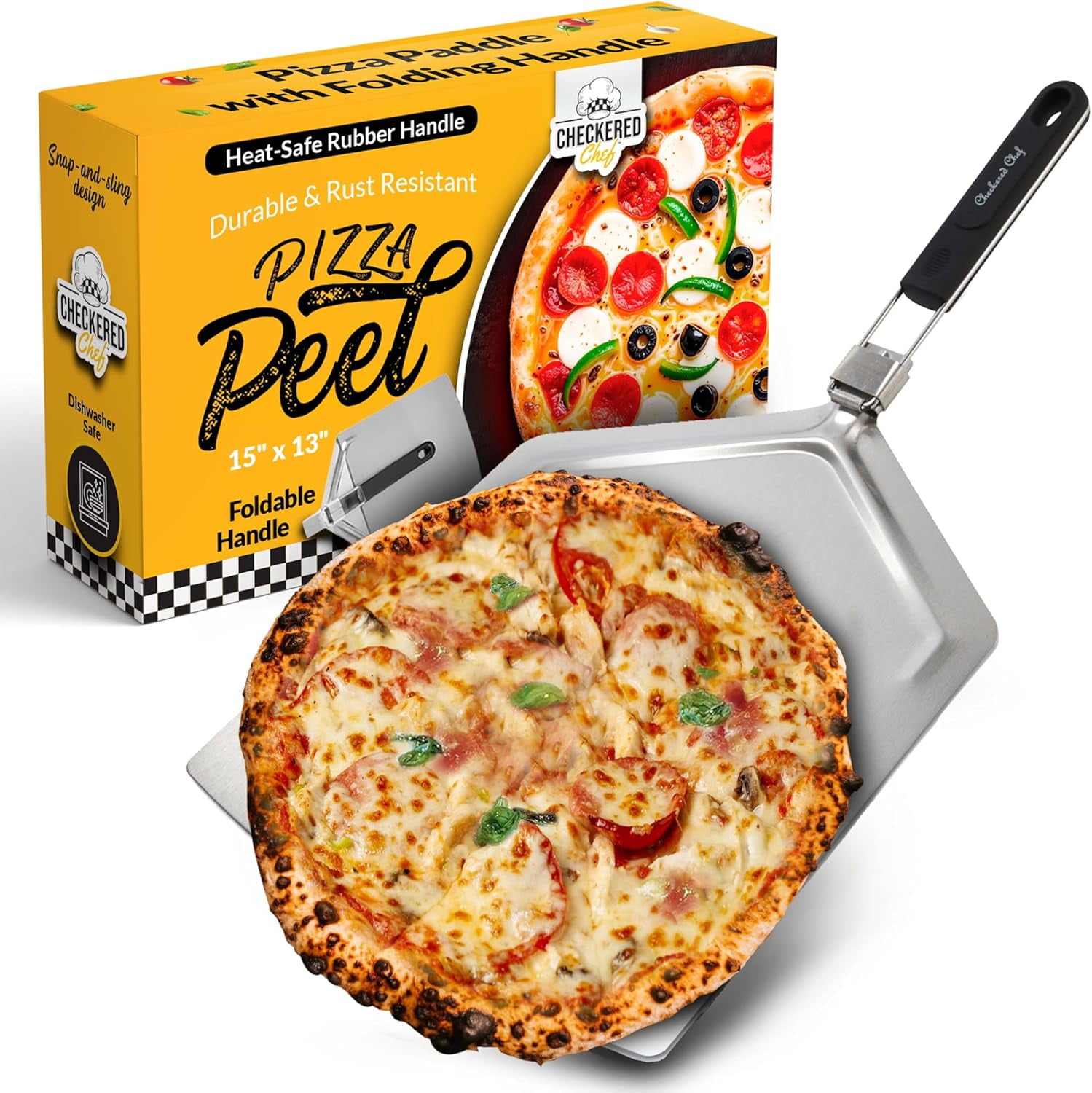 Pizza Peel - Extra Large, Stainless Steel Metal Pizza Paddle with ...