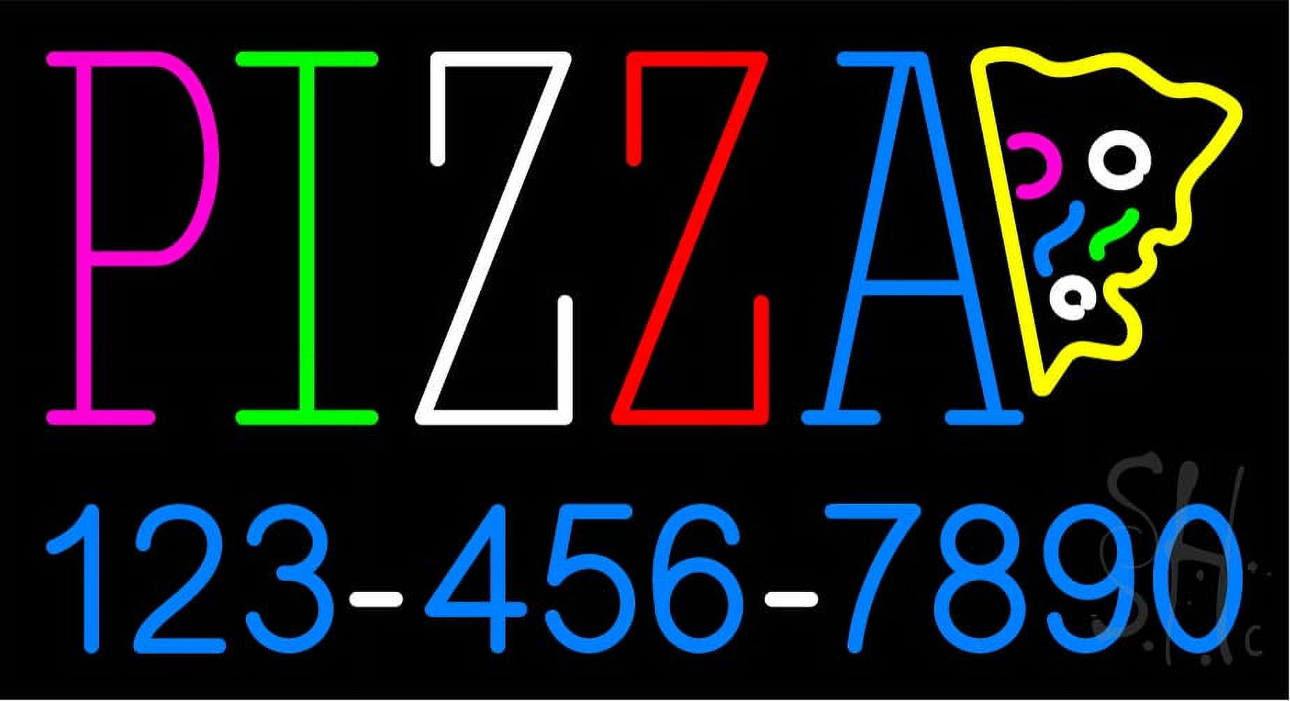 Pizza with Phone Number LED Neon Sign 20 x 37 - inches, Black Square ...