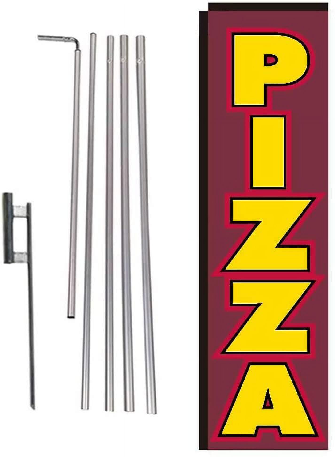 Pizza Rectangle Feather Banner Flag with Pole Kit and Ground Spike for ...