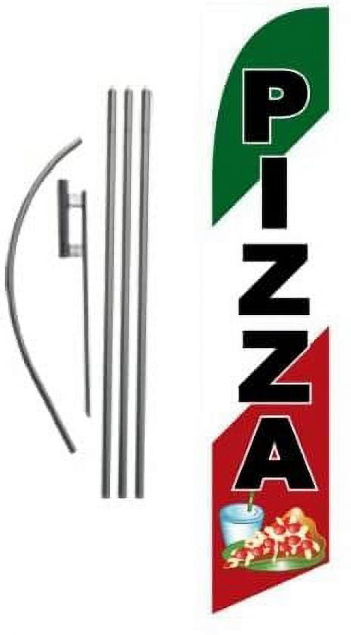 Pizza Restaurant Advertising Feather Banner Swooper Flag Sign with Flag ...