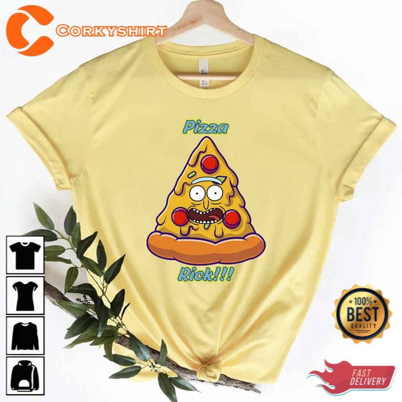 Pizza Rick Funny Cartoon Memes Rick And Morty T-shirt - Walmart.com