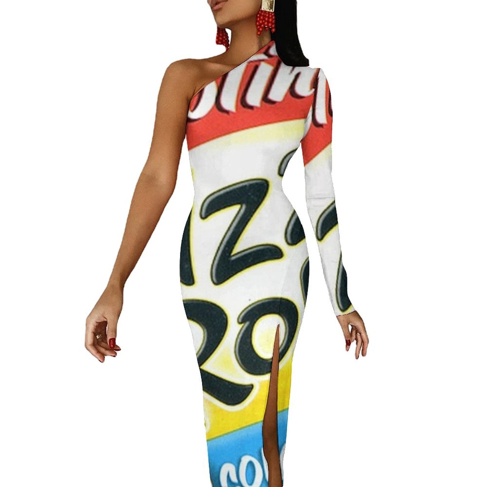 Pizza Rolls Combination Half Dleeve Split Dress elegant dresses plus ...