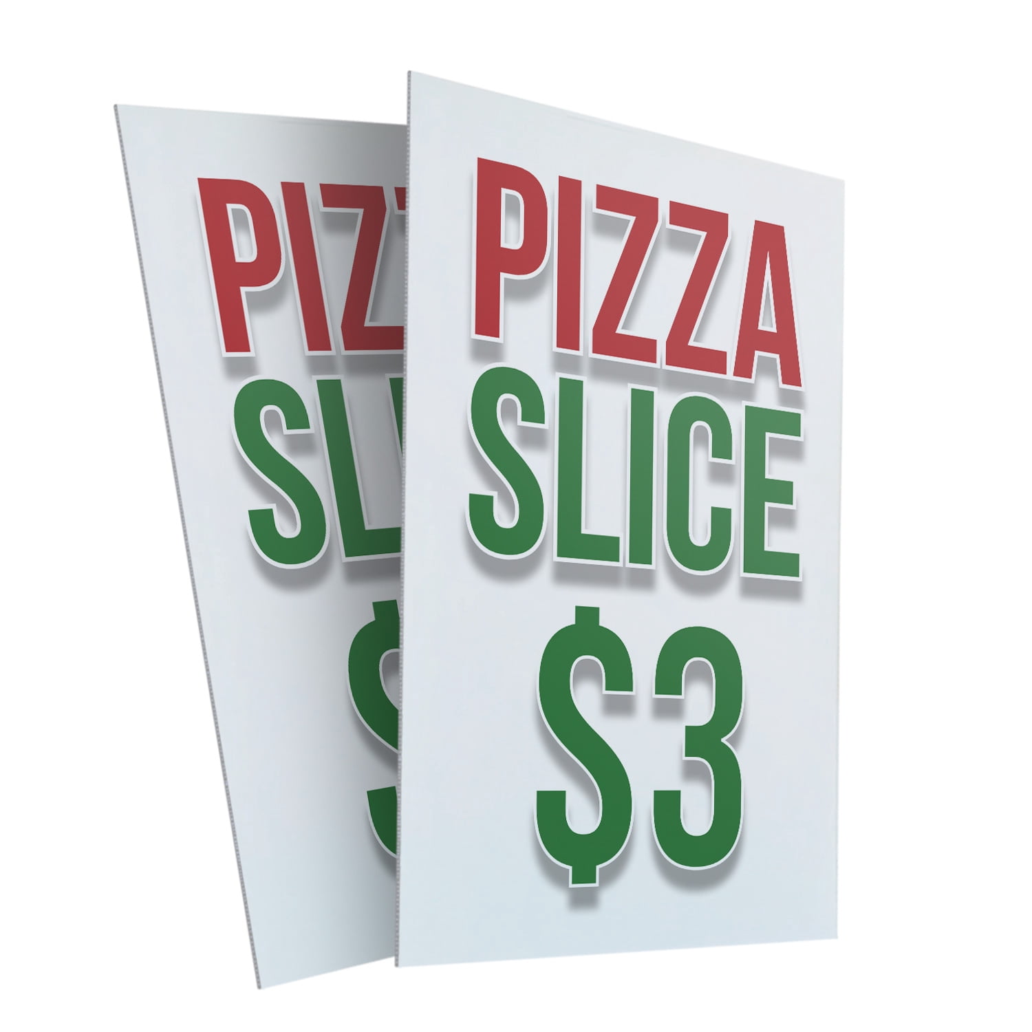 Pizza Slice $3 (2-Pack) 24 Inch x 36 Inch Plastic Signs Sign Insert 4mm ...