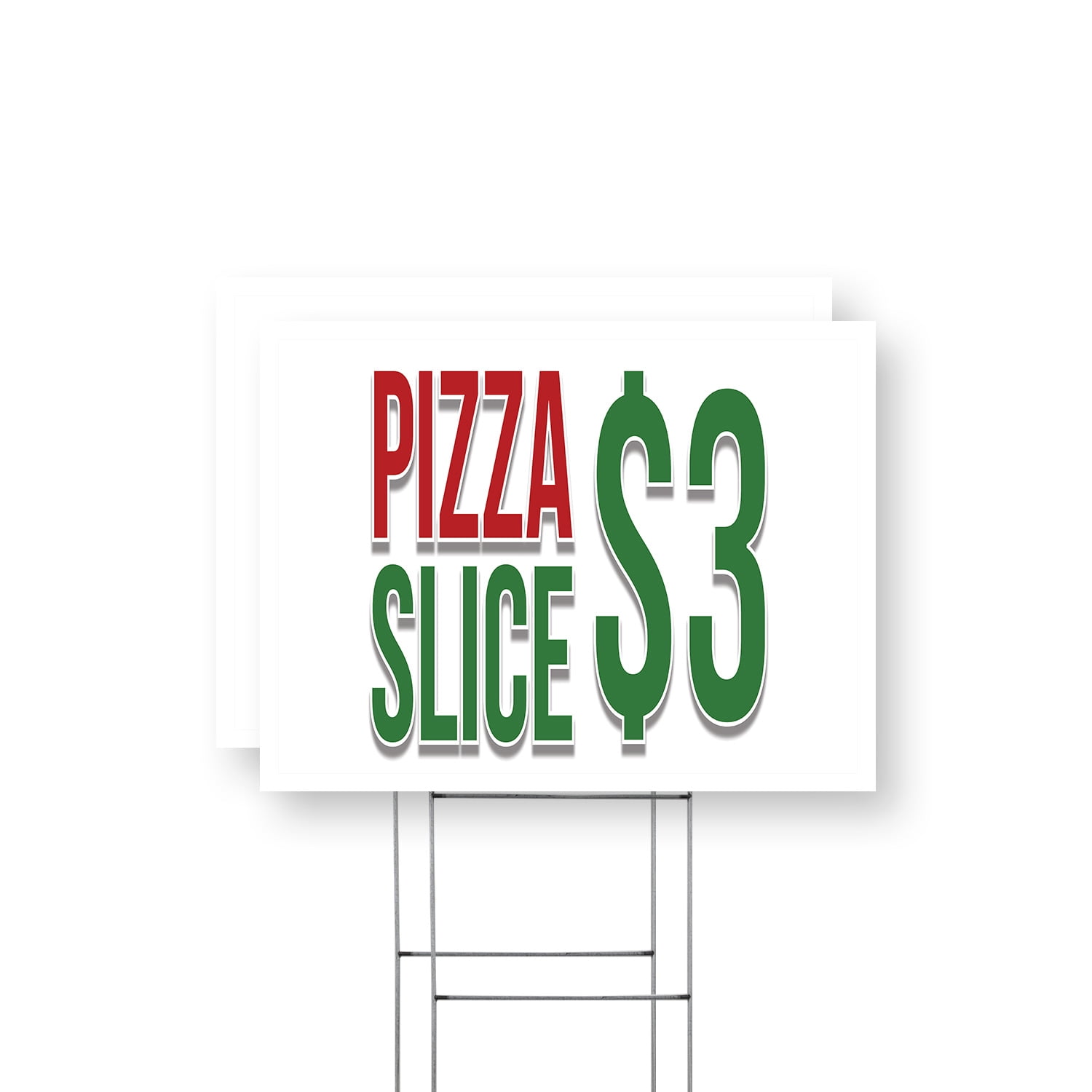 Pizza Slice $3 Yard Sign 2 Pack of 18 Inch x 24 Inch Single Sided ...