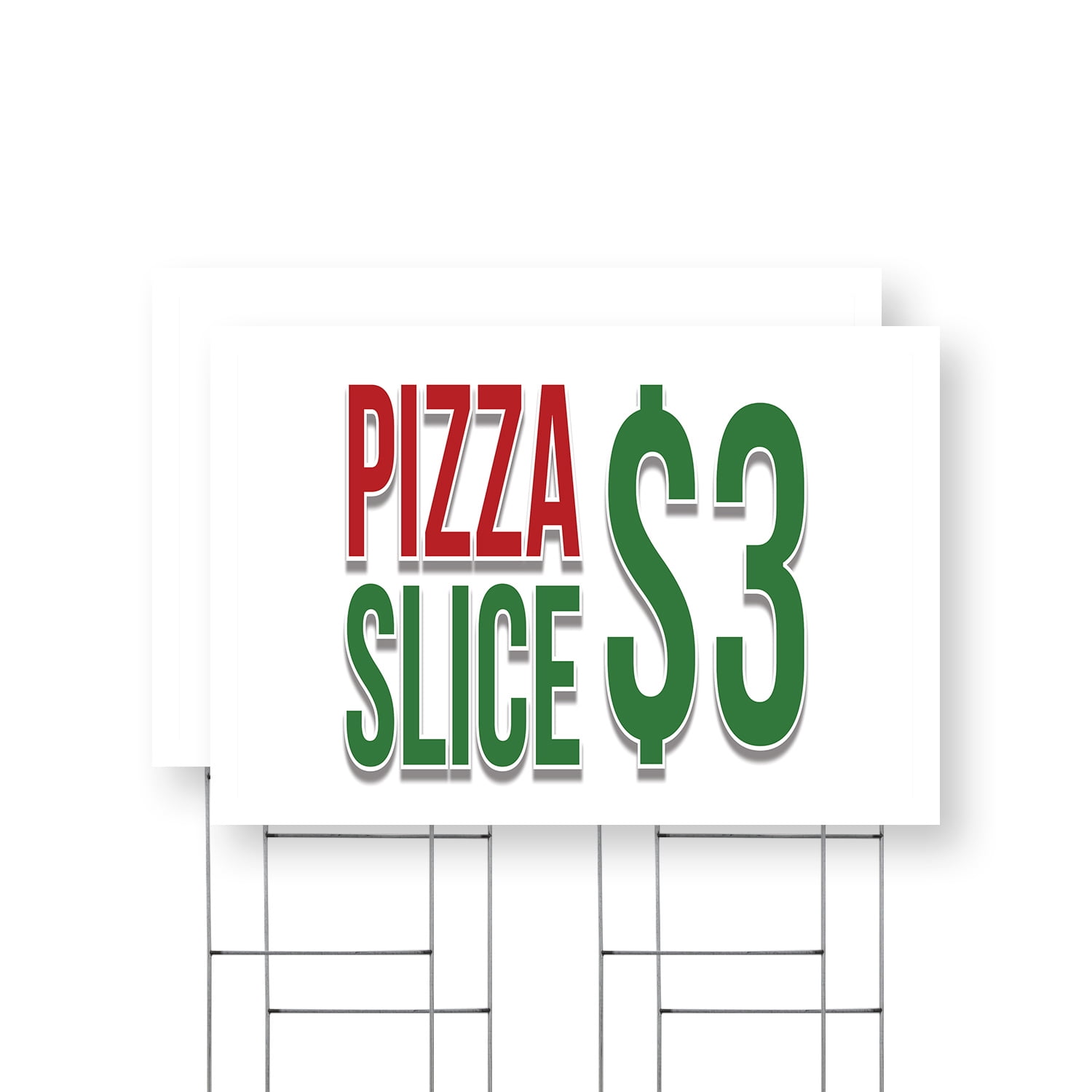 Pizza Slice $3 Yard Sign 2 Pack of 24 Inch x 36 Inch Double Sided ...