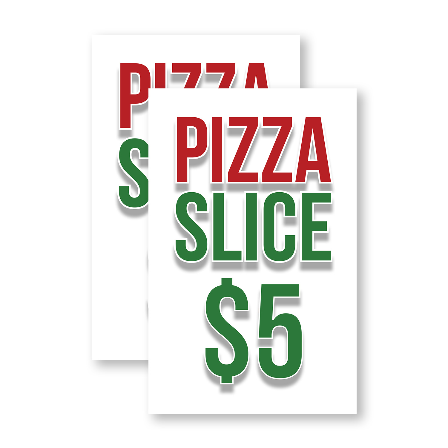 Pizza Slice $5 (2-Pack) 24 Inch x 36 Inch Vinyl Decals | Sign Insert ...