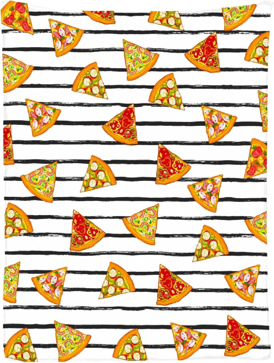 Pizza Slice Black Stripes Food Super Soft Micro Fleece Blankets Quilt ...