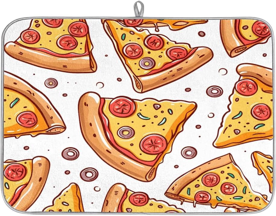 Pizza Slice Dish Drying Mat, Absorbent Kitchen Counter Mat, Dishes Pad ...