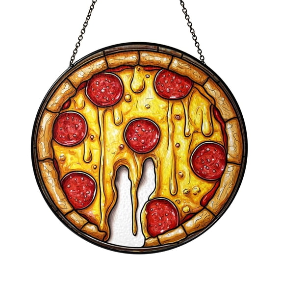 Pizza Slice Stained Glass Style Suncatcher Window Hanging, Italian Food ...