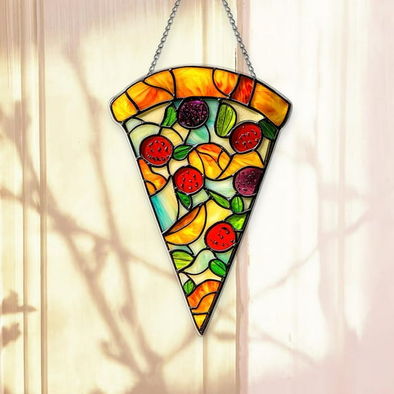 Pizza Slice Suncatcher – Fun Acrylic Stained Glass Style Kitchen ...