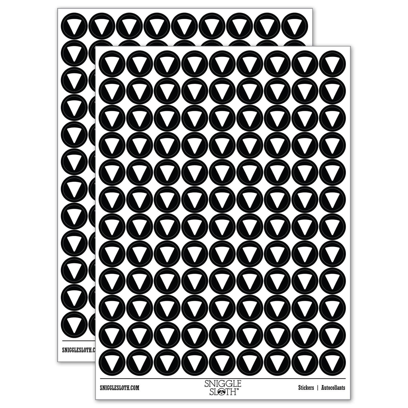 Pizza Slice Triangle Solid 200+ Round Stickers - Black - Matte Finish ...