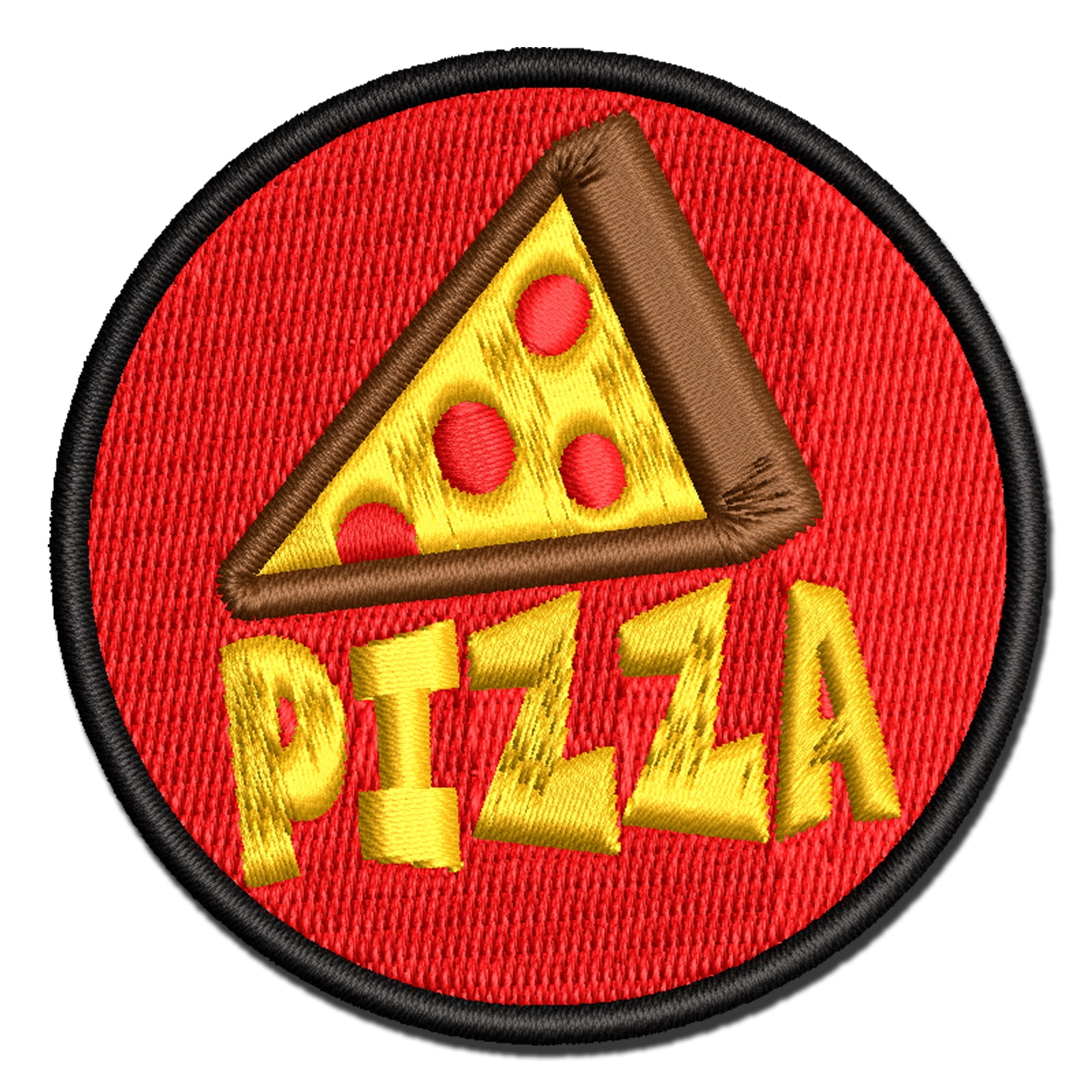 Pizza Slice with Text Applique Multi-Color Embroidered Iron-On Patch ...