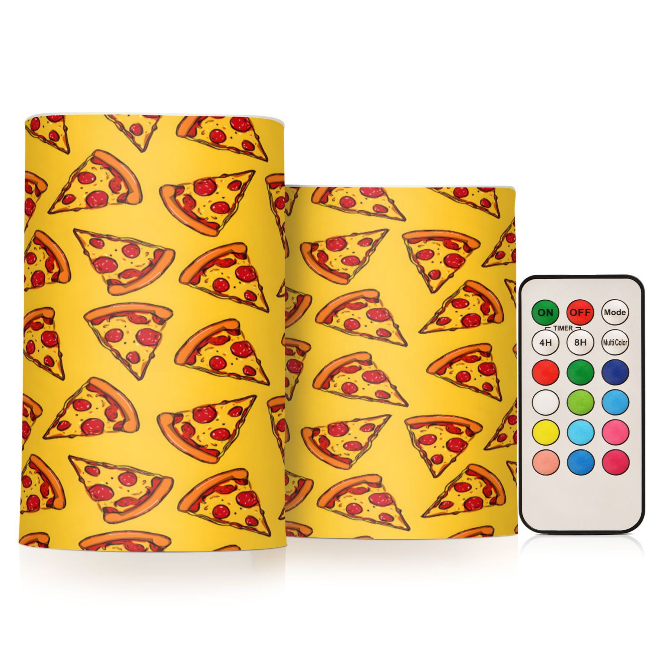Pizza Slices with Pepperoni Pattern Flameless LED Candle Set with ...