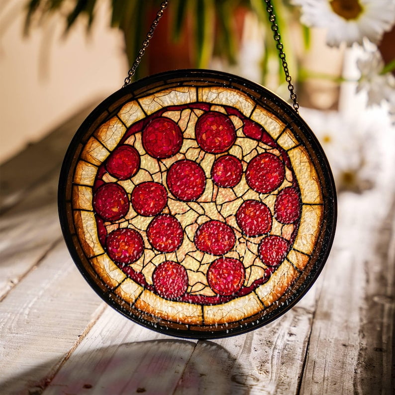 Pizza Stained Glass Italian Food Sun Catcher Pizza Lover Light Catcher ...