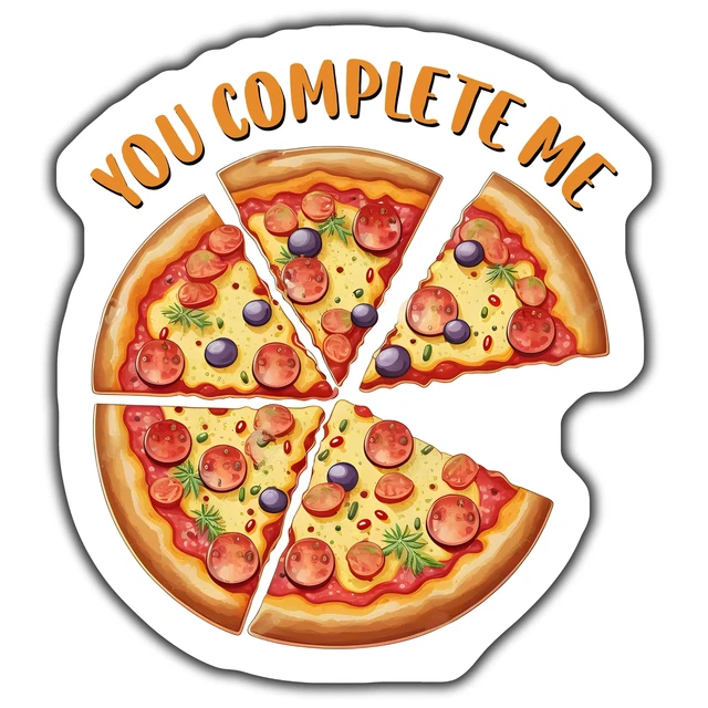 Pizza Stickers, You Complete Me Sticker, Food Lover Gift, Cute Decal ...