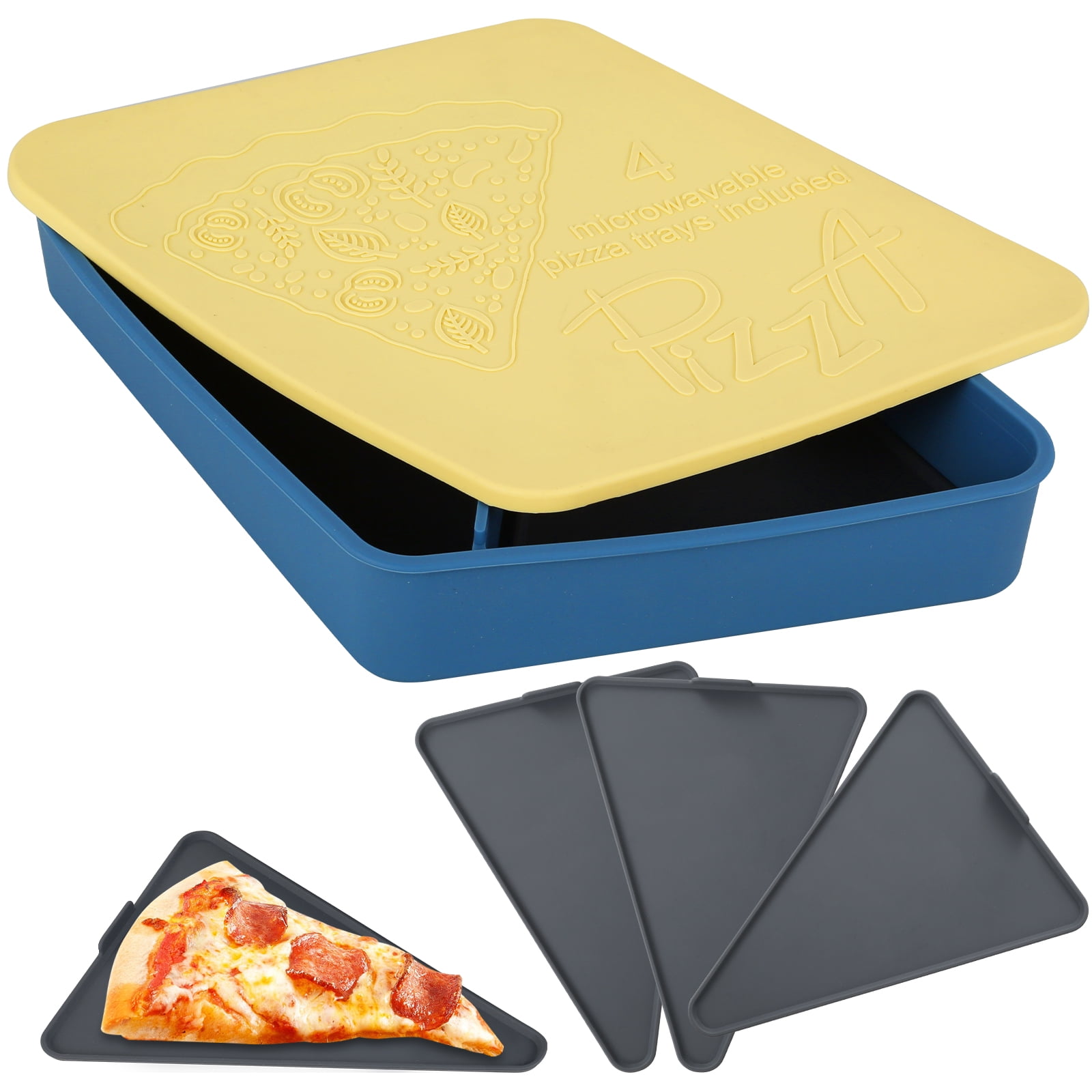 Pizza Storage Container 2 Compartments Silicone Pizza Storage Box with ...