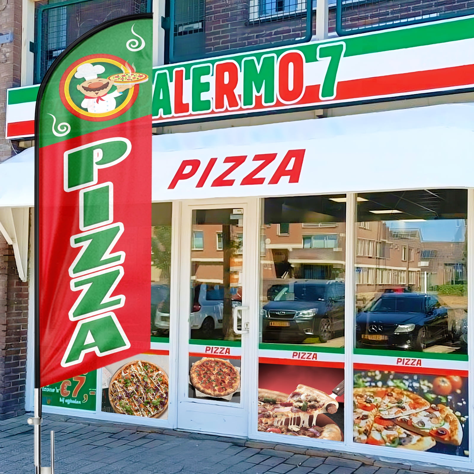 Pizza Swooper Flag, 8FT Pizza Advertising Feather Flag, Pizza Banner ...