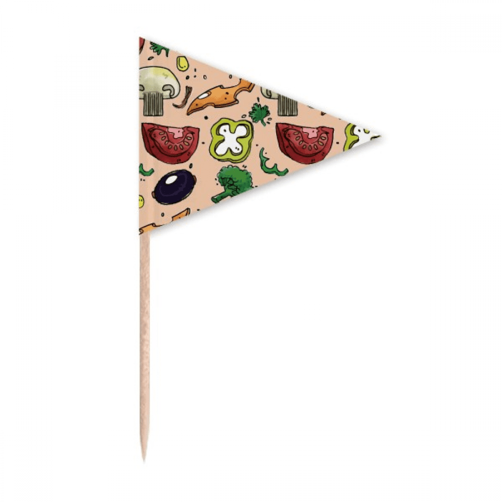 Pizza Tomato Foods Peppers Onion Toothpick Triangle Cupcake Toppers ...