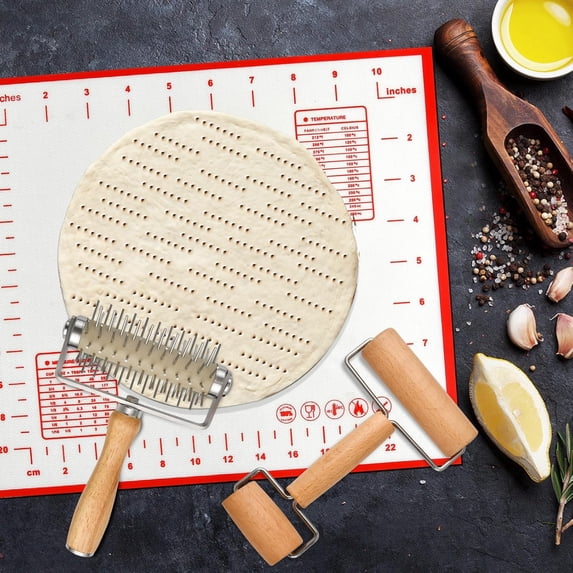 Pizza Tool Set, Include Pizza Docker, Dough Roller and Silicone Baking ...