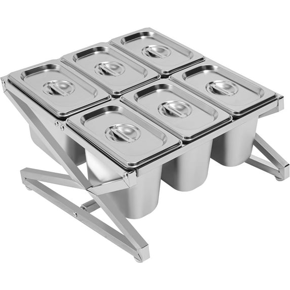 Pizza Topping Station, 2-Tier 6 Compartments Stainless Steel Condiment ...