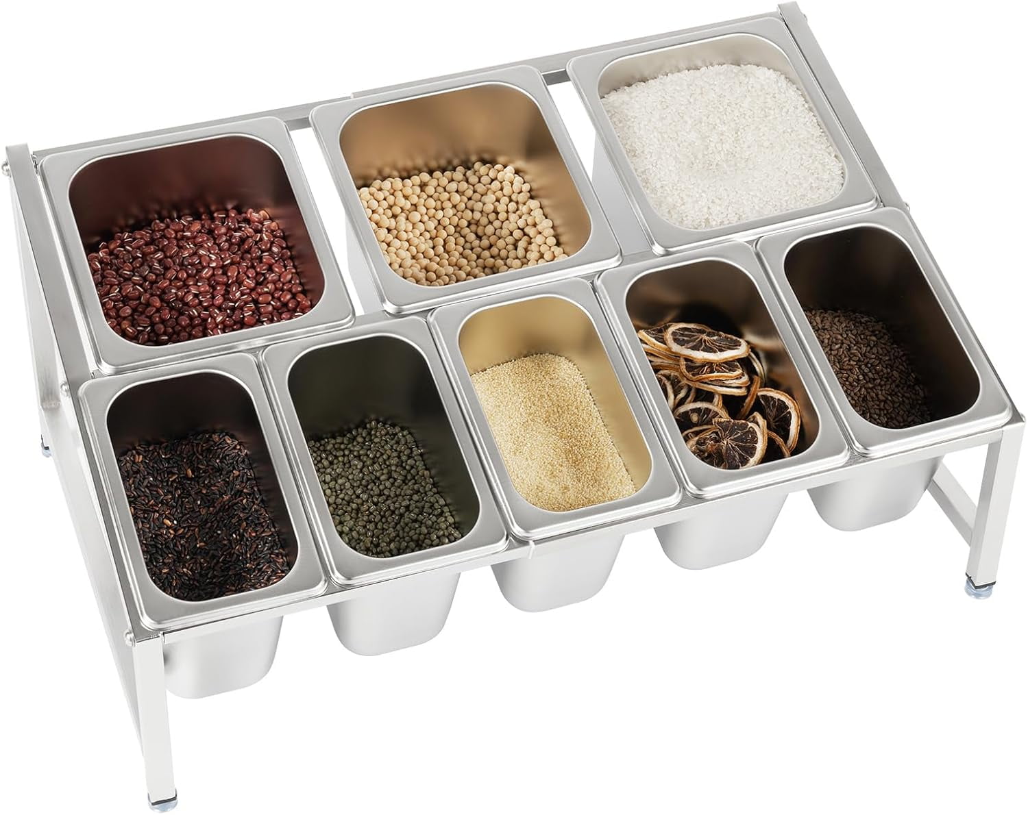 Pizza Topping Station with 8 Pans and Ladles, Stainless Steel Toppings ...