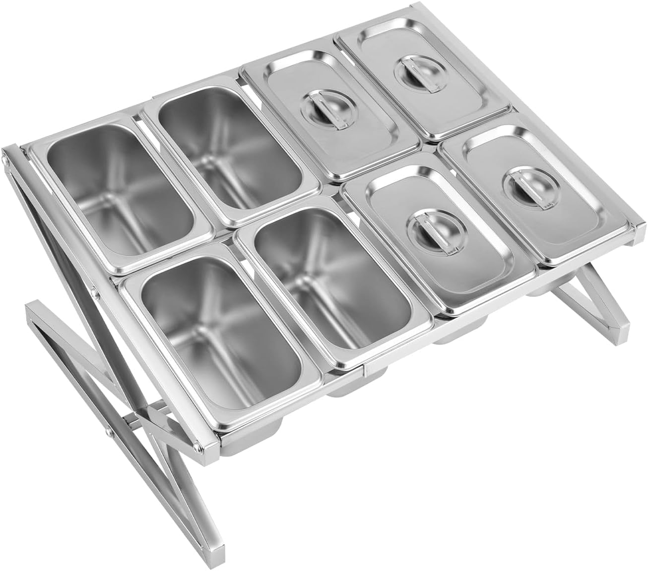 Pizza Topping Station, 8 Stainless Steel Seasoning Containers with Lids ...