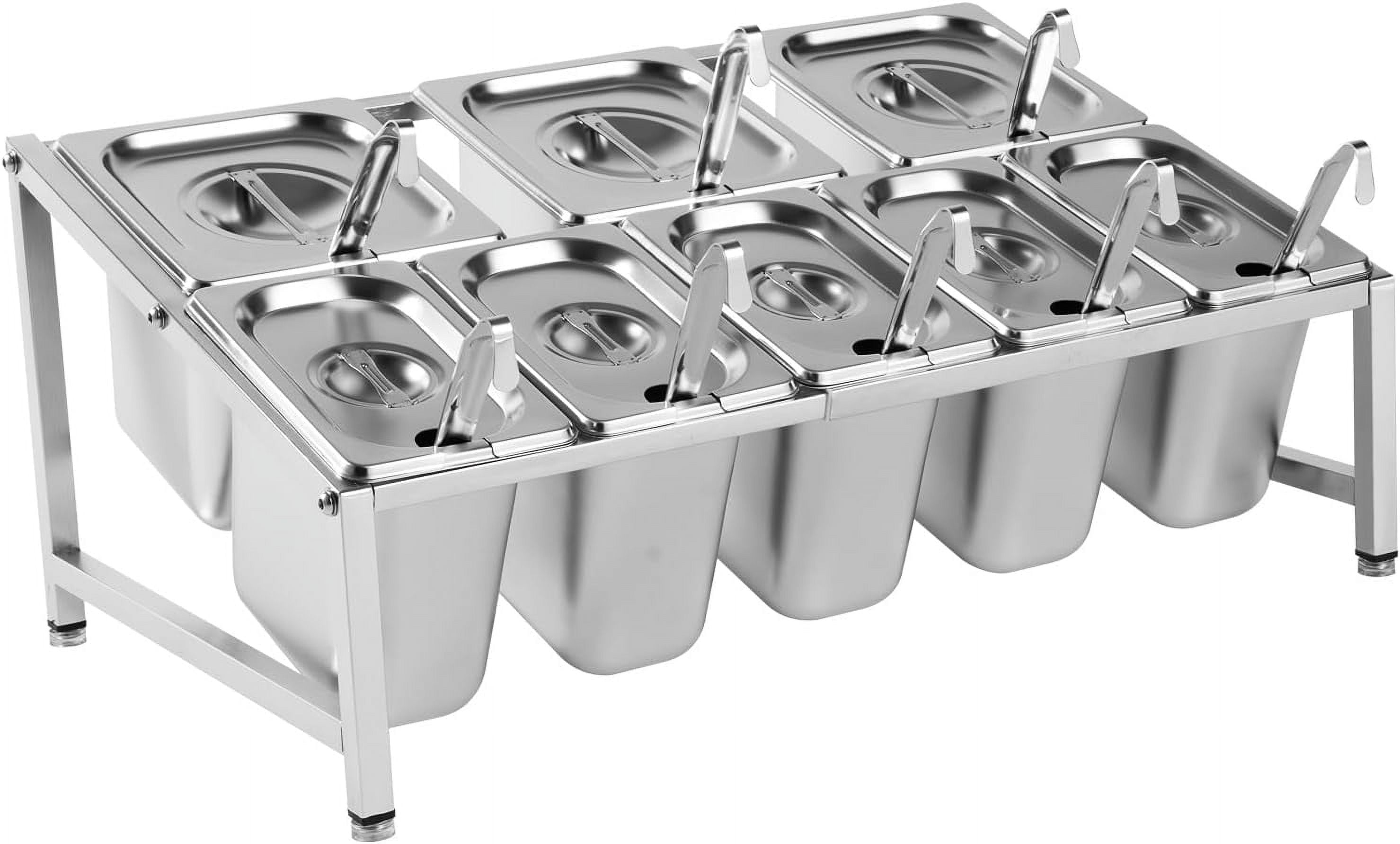 Pizza Topping Station, 8 Stainless Steel Seasoning Containers with Lids ...