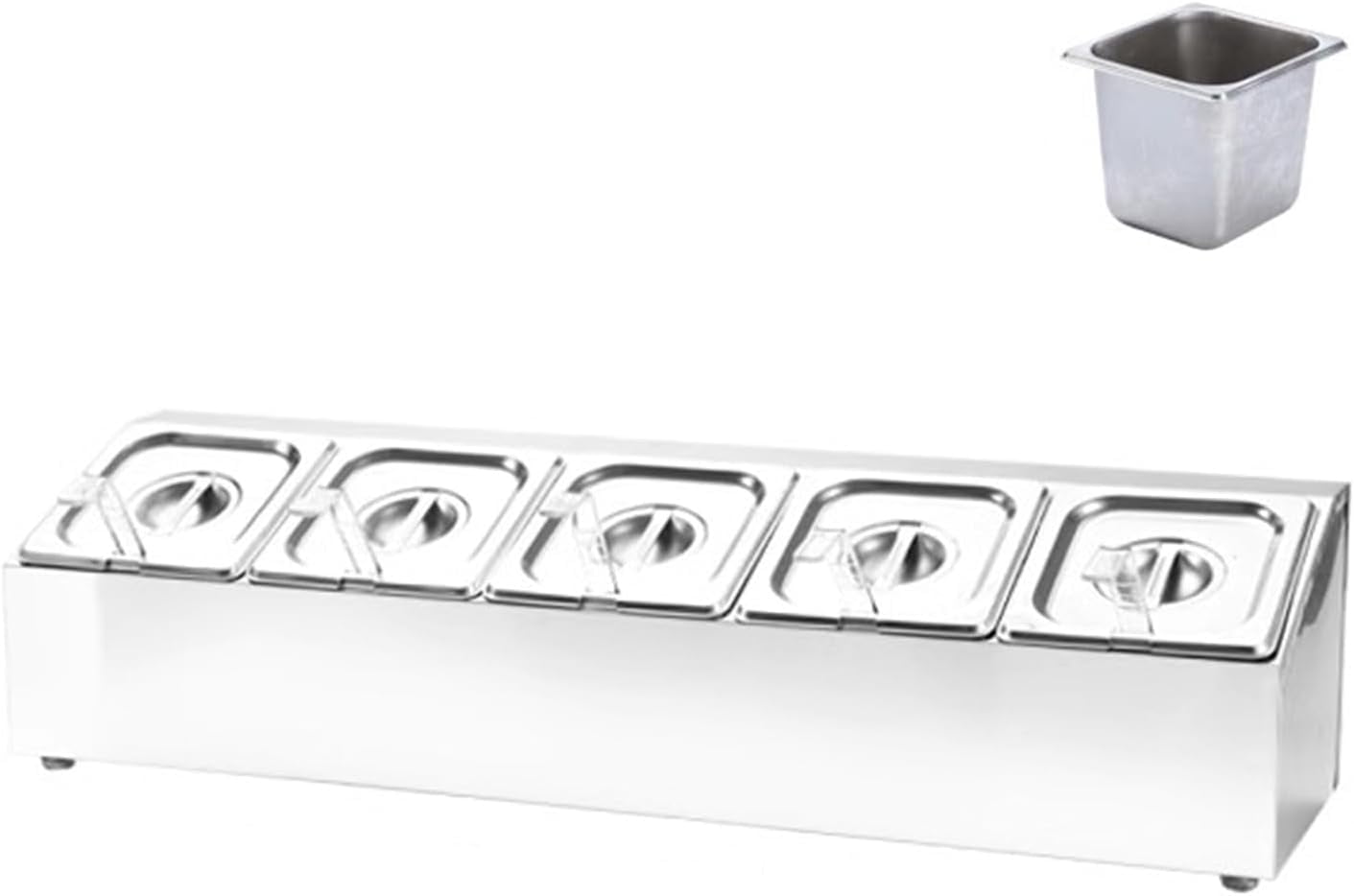 Pizza Topping Station with Pans and Lids, Inclined Stainless Steel ...