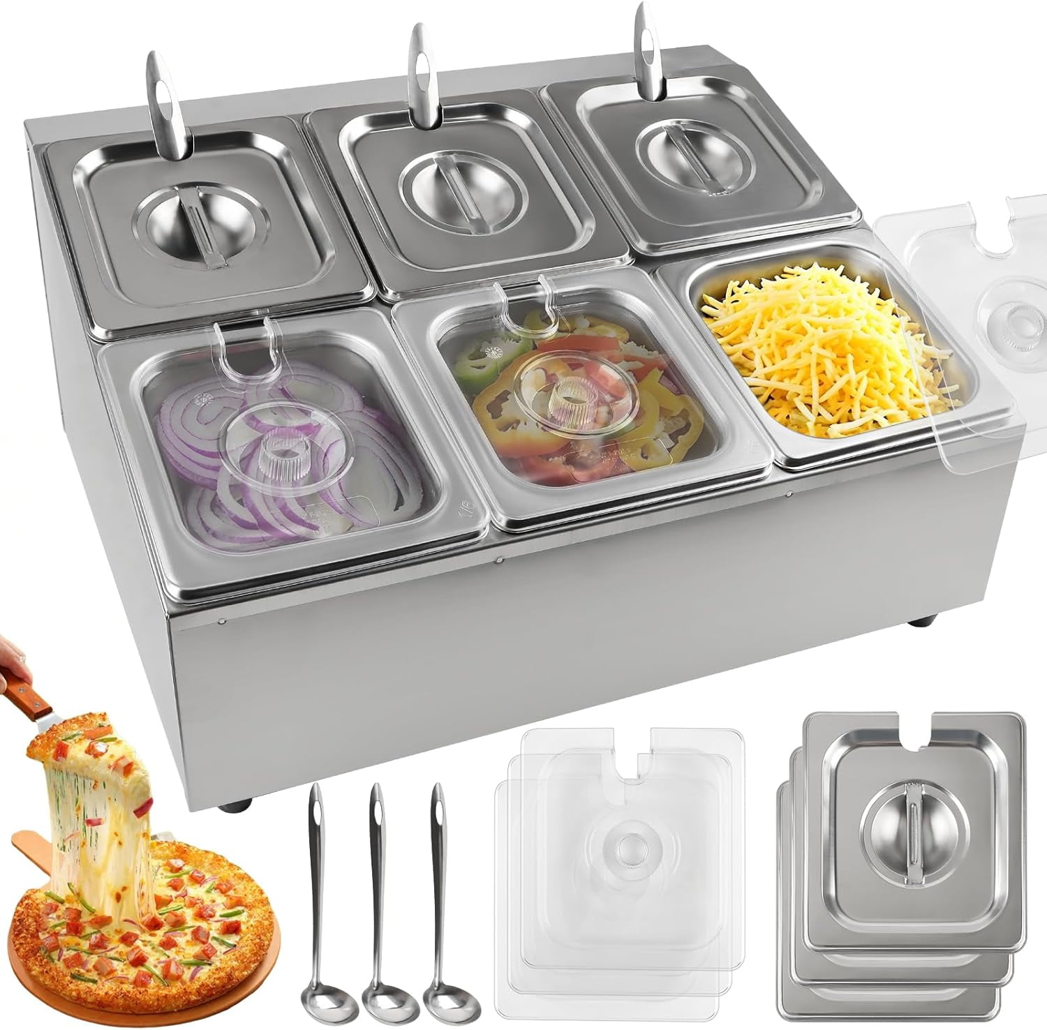 Pizza Topping Station Pizza Storage Container Topping containers with ...