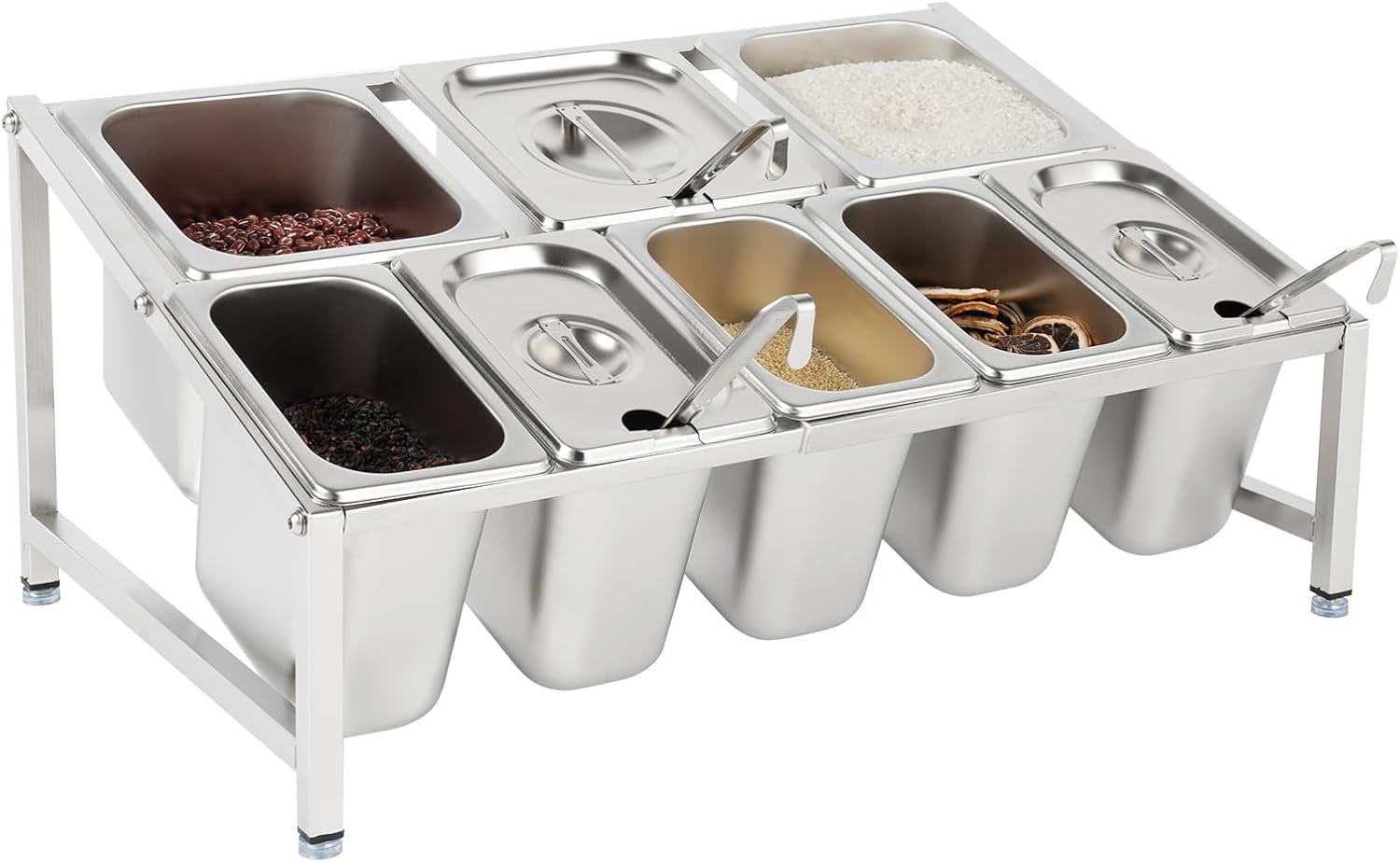 Pizza Topping Station Stainless Steel Condiment Seasoning Containers ...