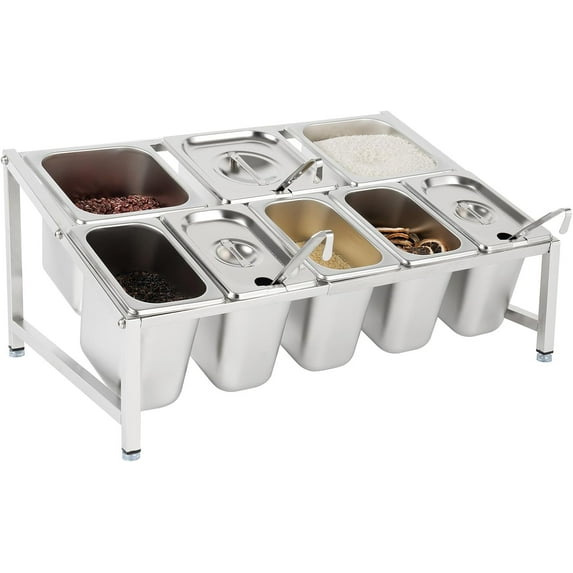 Pizza Topping Station Stainless Steel Condiment Seasoning Containers ...
