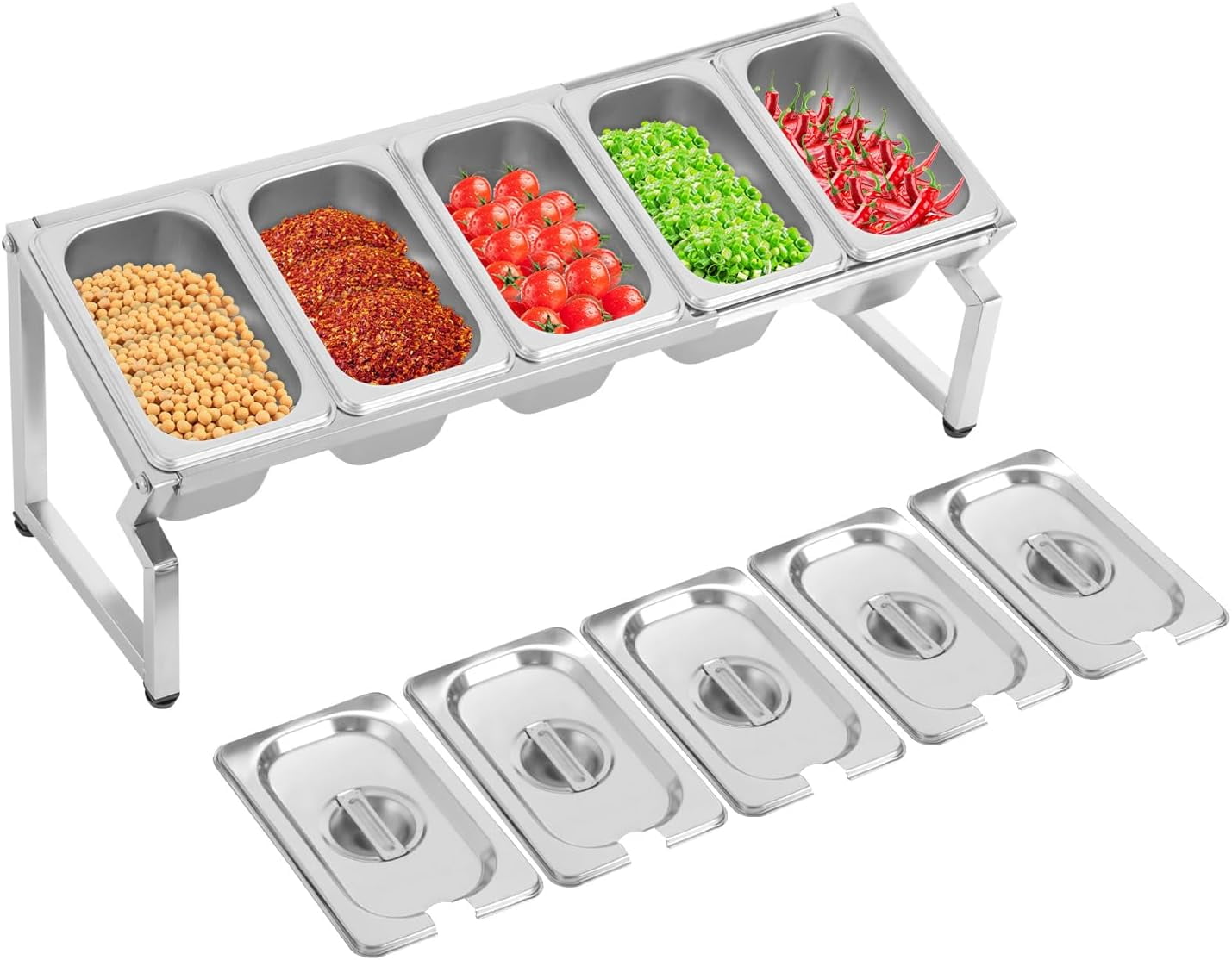 Pizza Topping Station Stainless Steel Seasoning Containers with Lid ...