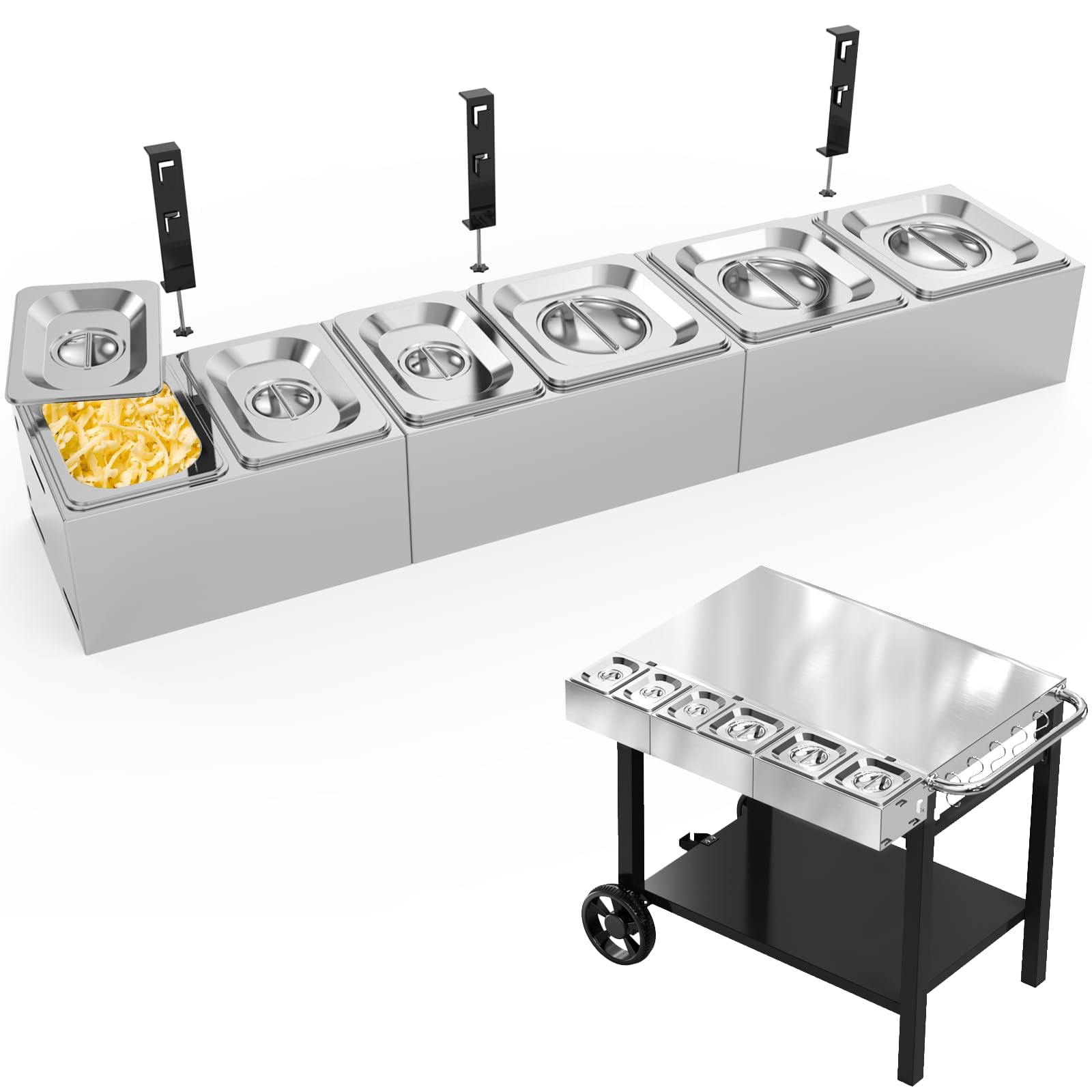 Pizza Topping Station, Toppings Containers with Lids Universal Serving ...