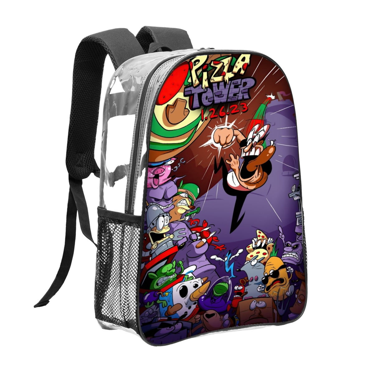 Pizza Tower Pattern Transparent Backpack Lightweight And fashionable ...