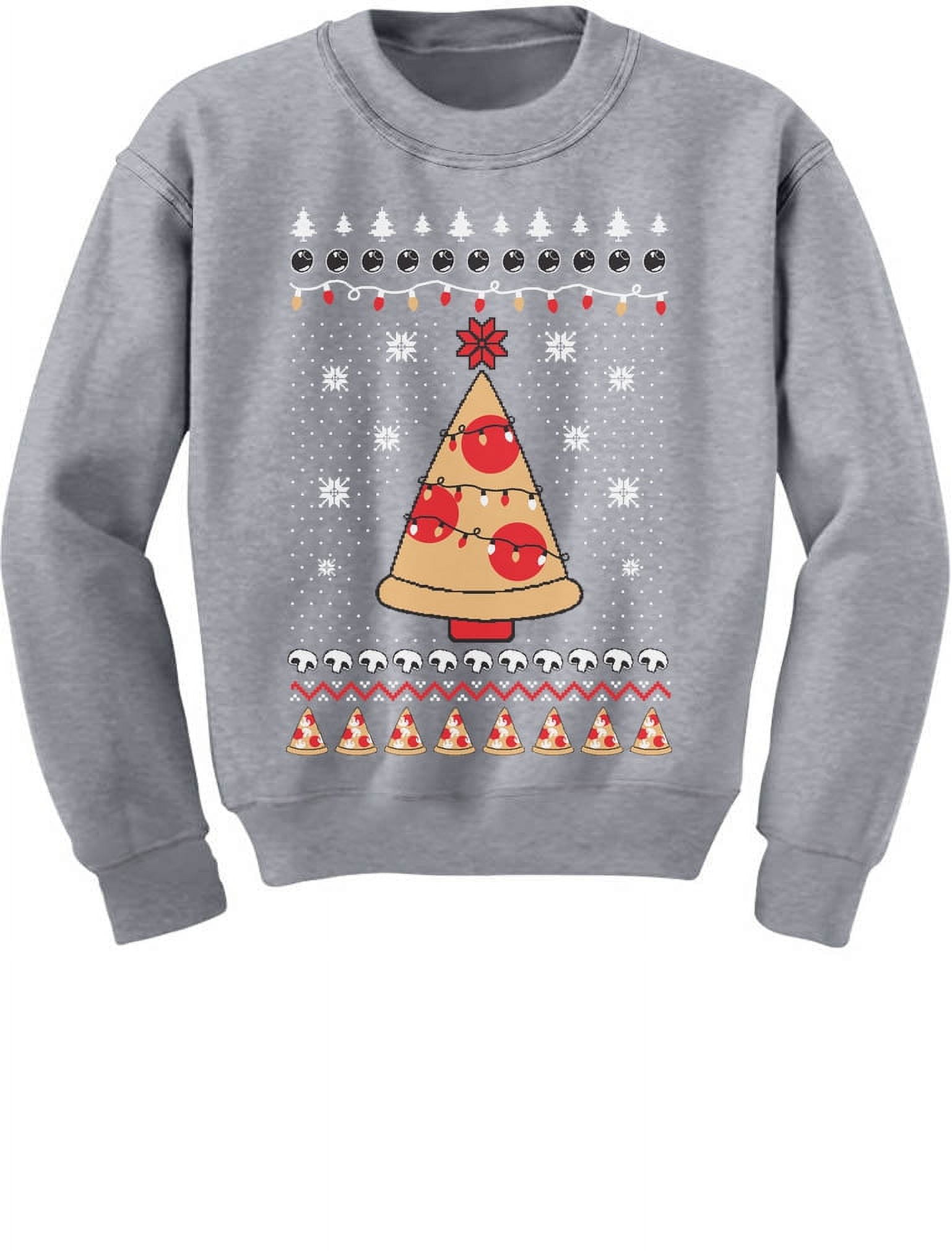 Pizza Tree Sweatshirt Youth Kids Ugly Christmas Sweater Style Long ...