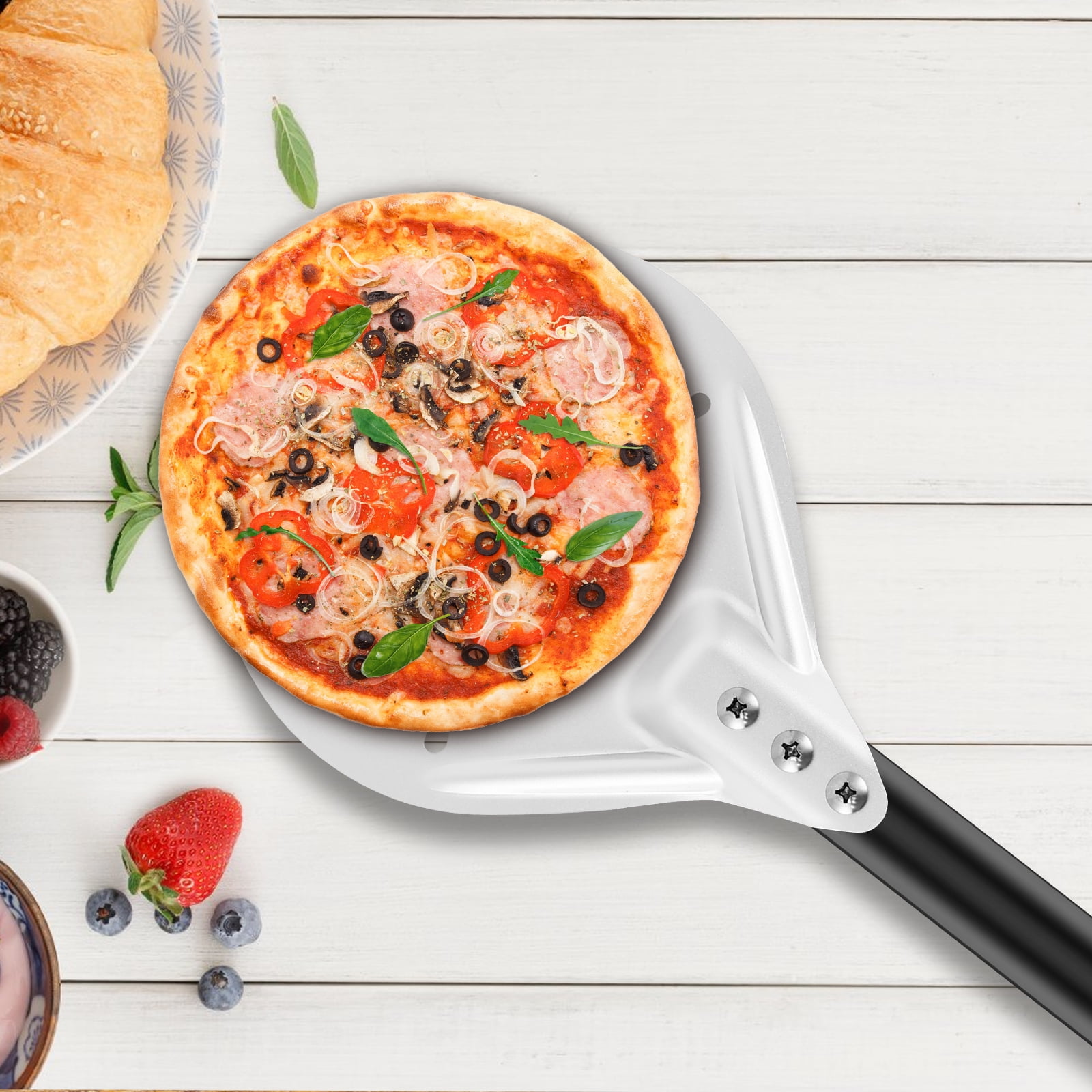 Pizza Turning Peel 7/8 Inch Perforated Aluminum Pizza Paddle with ...