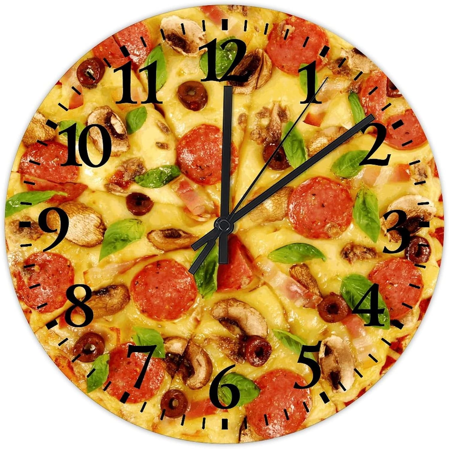 Pizza Wall Clocks 15 Inch, Food Decors Holiday Novelty Kitchen Clocks ...