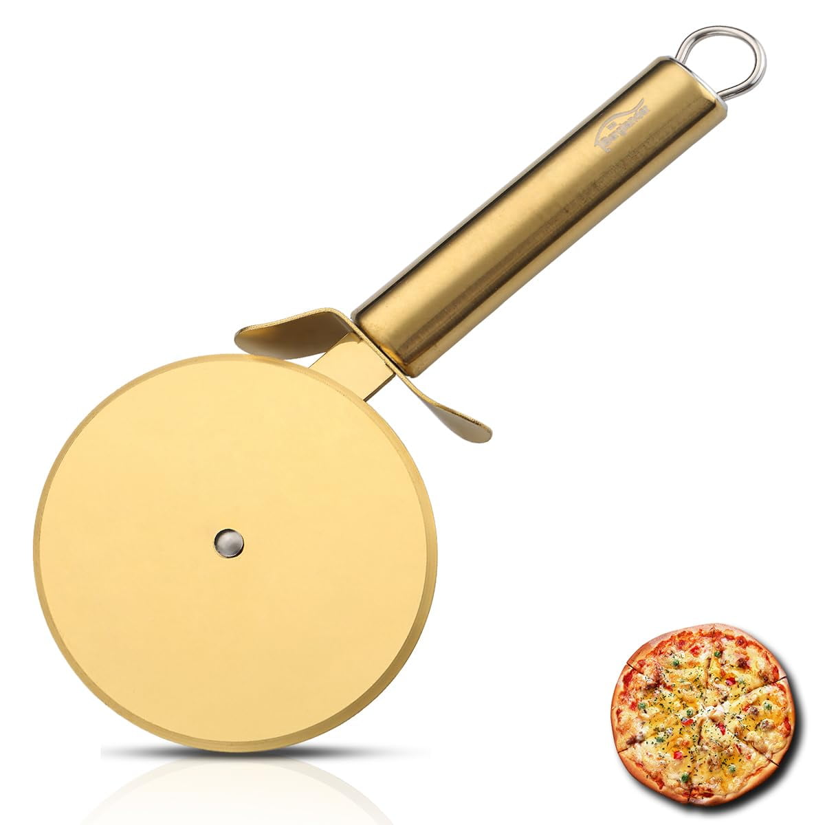 Pizza Wheel, Gold Titanium Plating Stainless Steel Pizza Cutter, Super ...