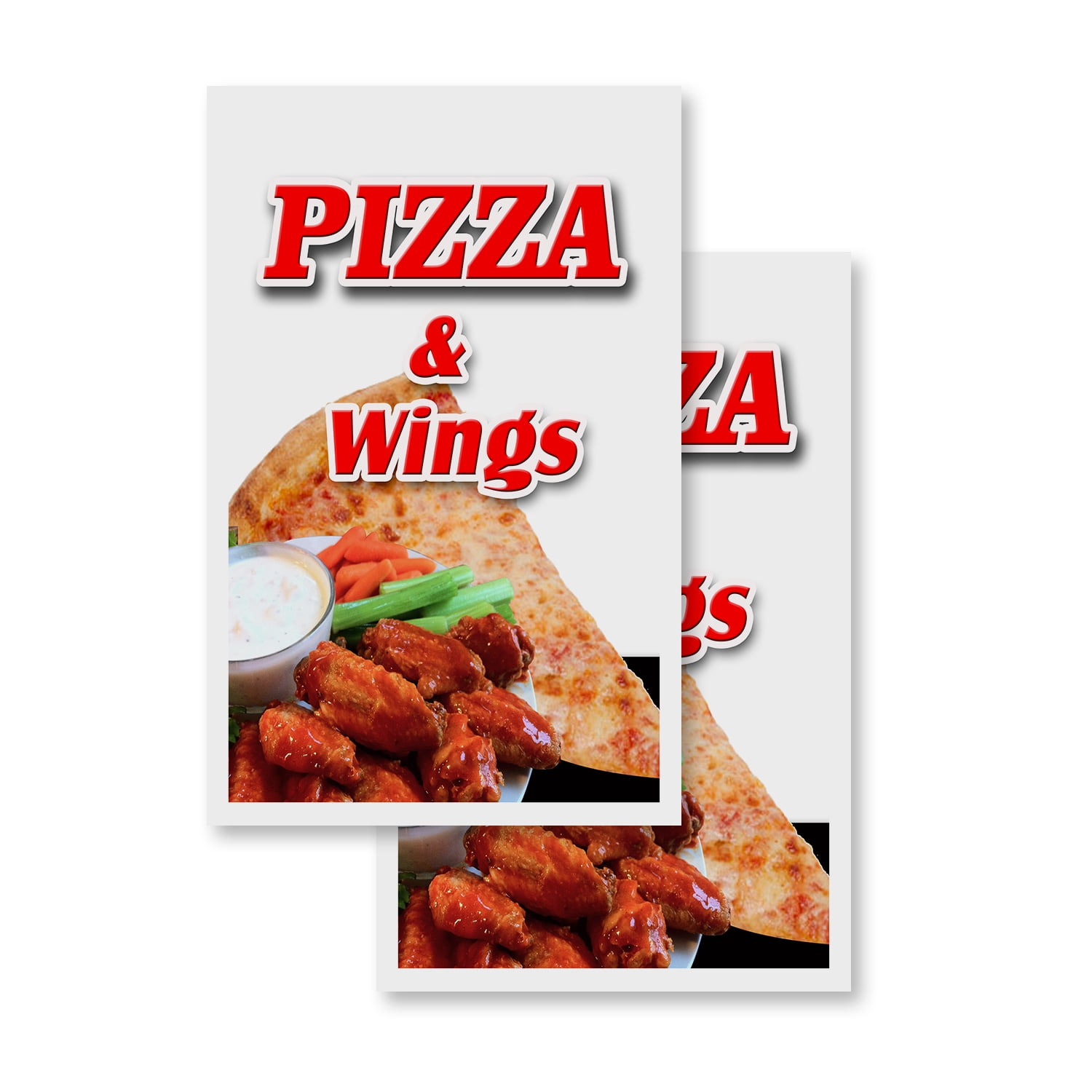 Pizza & Wings (2-PACK) 24" x 36" Vinyl Decals | Sign Insert Peel ...