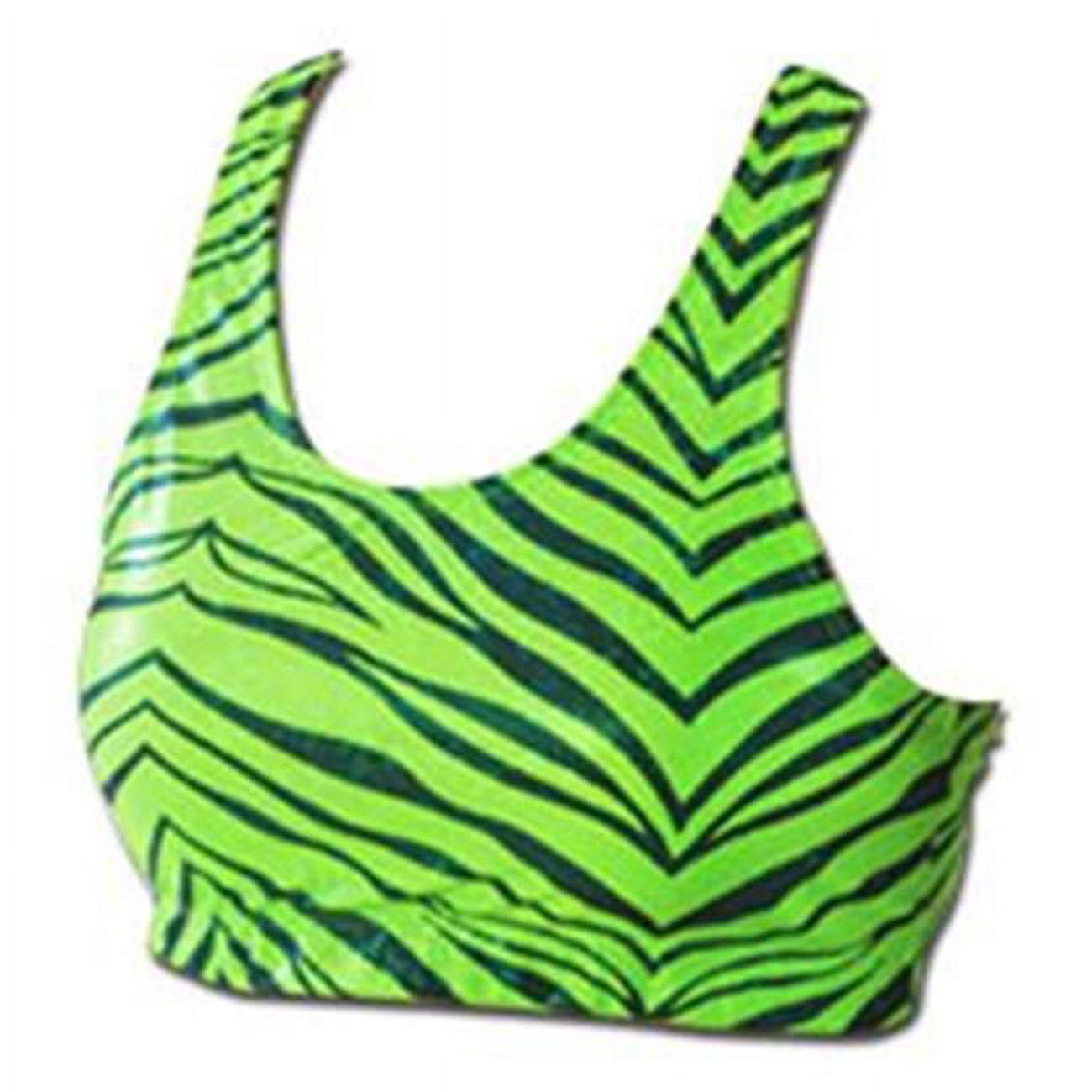 Pizzazz Women Lime Black Zebra Glitter Sports Bra Adult Small - Walmart.com